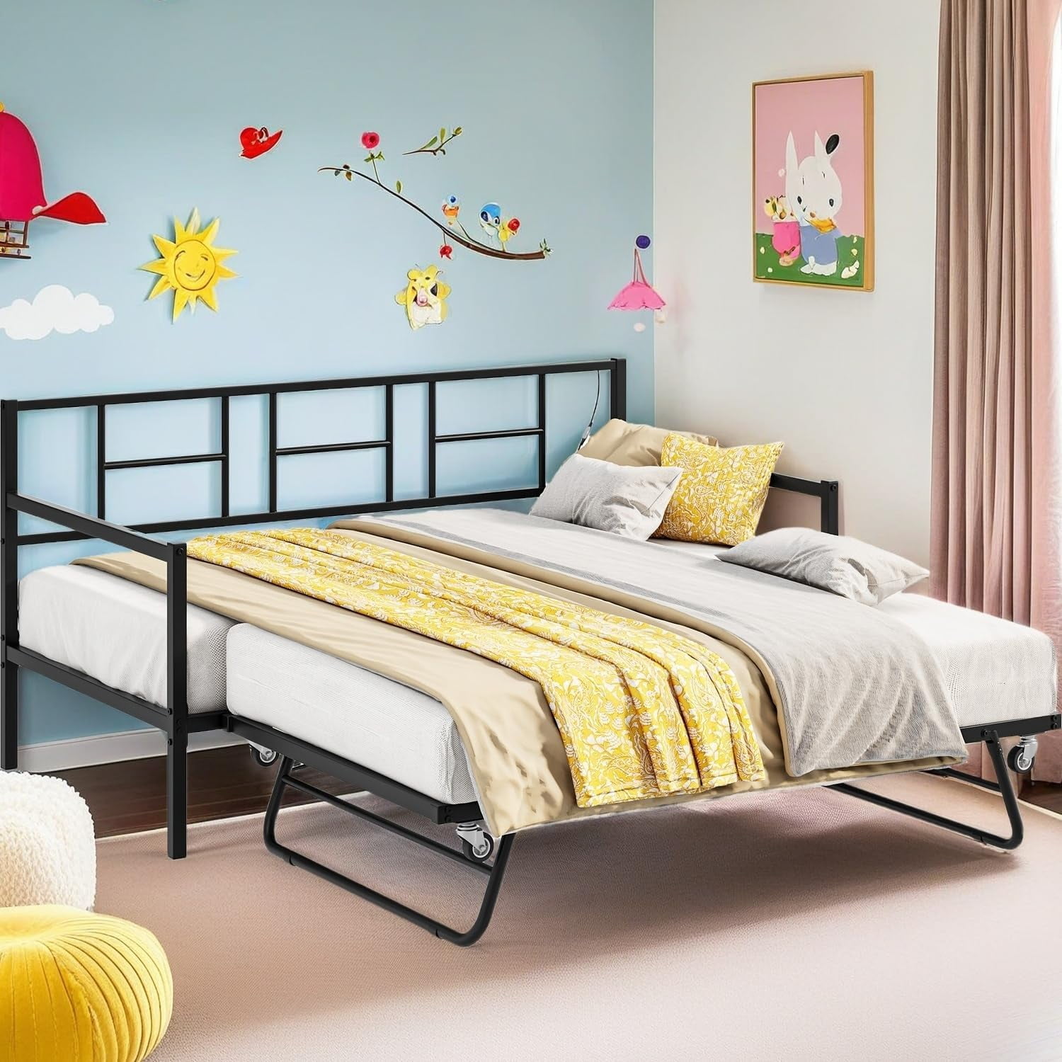 DWVO Twin Daybed with RGB LED Lights & Charging Station, Height ...