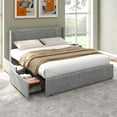 DWVO Upholstered King Bed Frame with Storage, Wingback Platform Bed ...