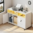 DWVO Wood File Cabinet with LED Light and Lock, 2 Drawer Mobile Lateral ...
