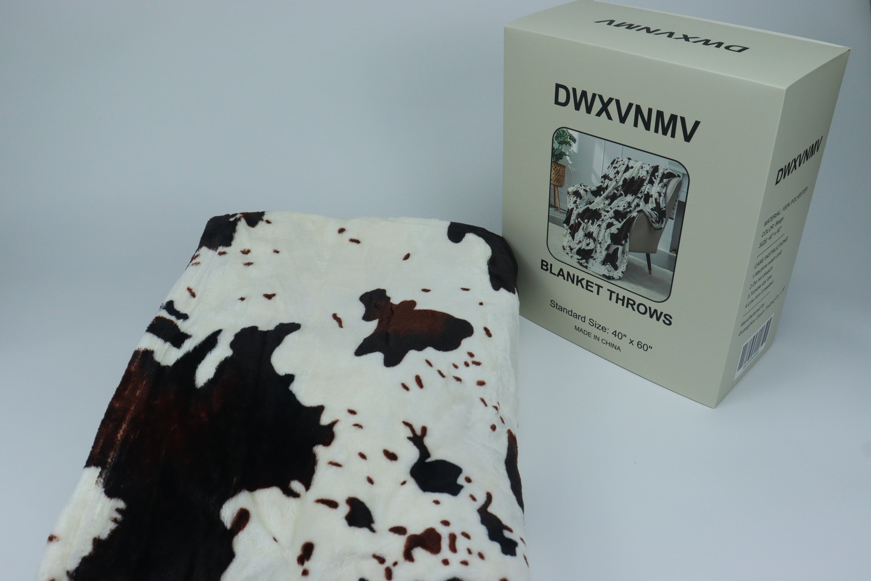 DWXVNMV Cow Print Plush Fleece Throw Blanket, Soft Warm Lightweight ...