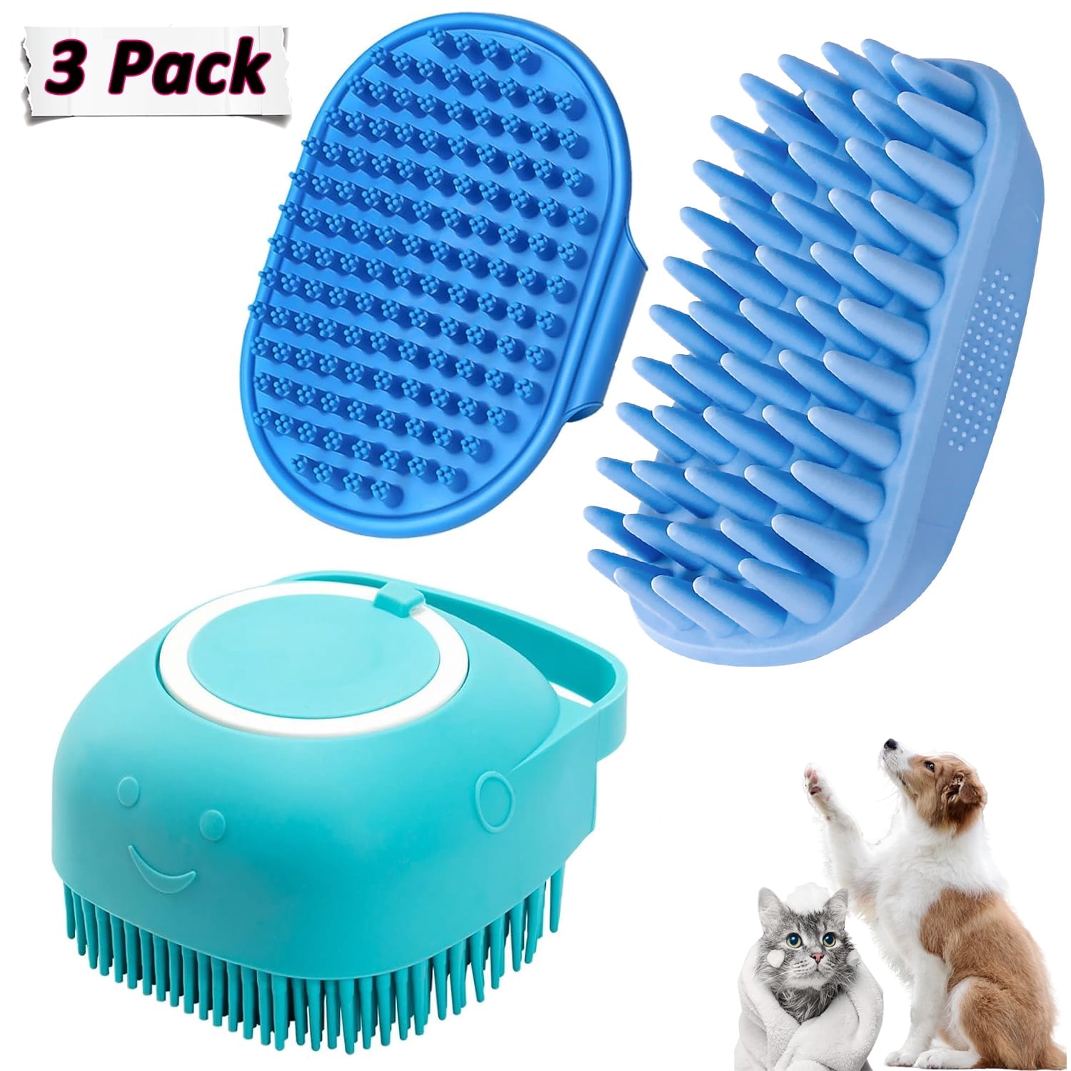 DXIMRX 3 Pack Dog Bath Brush, Dog Washing Brush for Short Long Haired ...