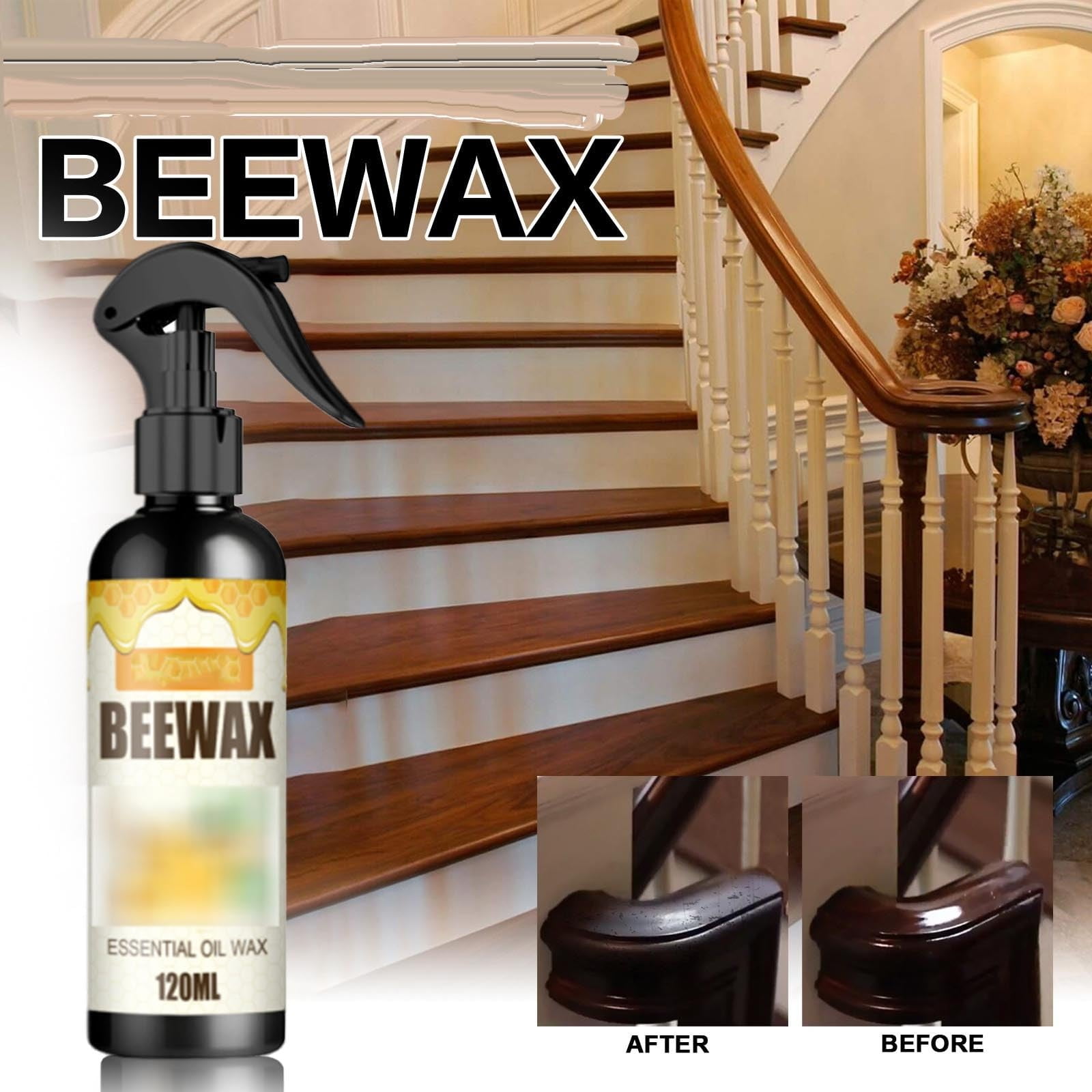 DXLL Natural Beeswax Spray and Restorer, 4.1 Fl Oz, Furniture Beeswax Spray, Furniture Cleaner ...