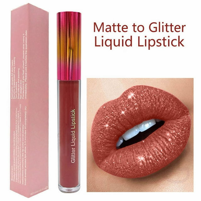 Dxoupm Diamond Shimmer Metallic Lip Stain Glitter Lip Gloss Lipstick
