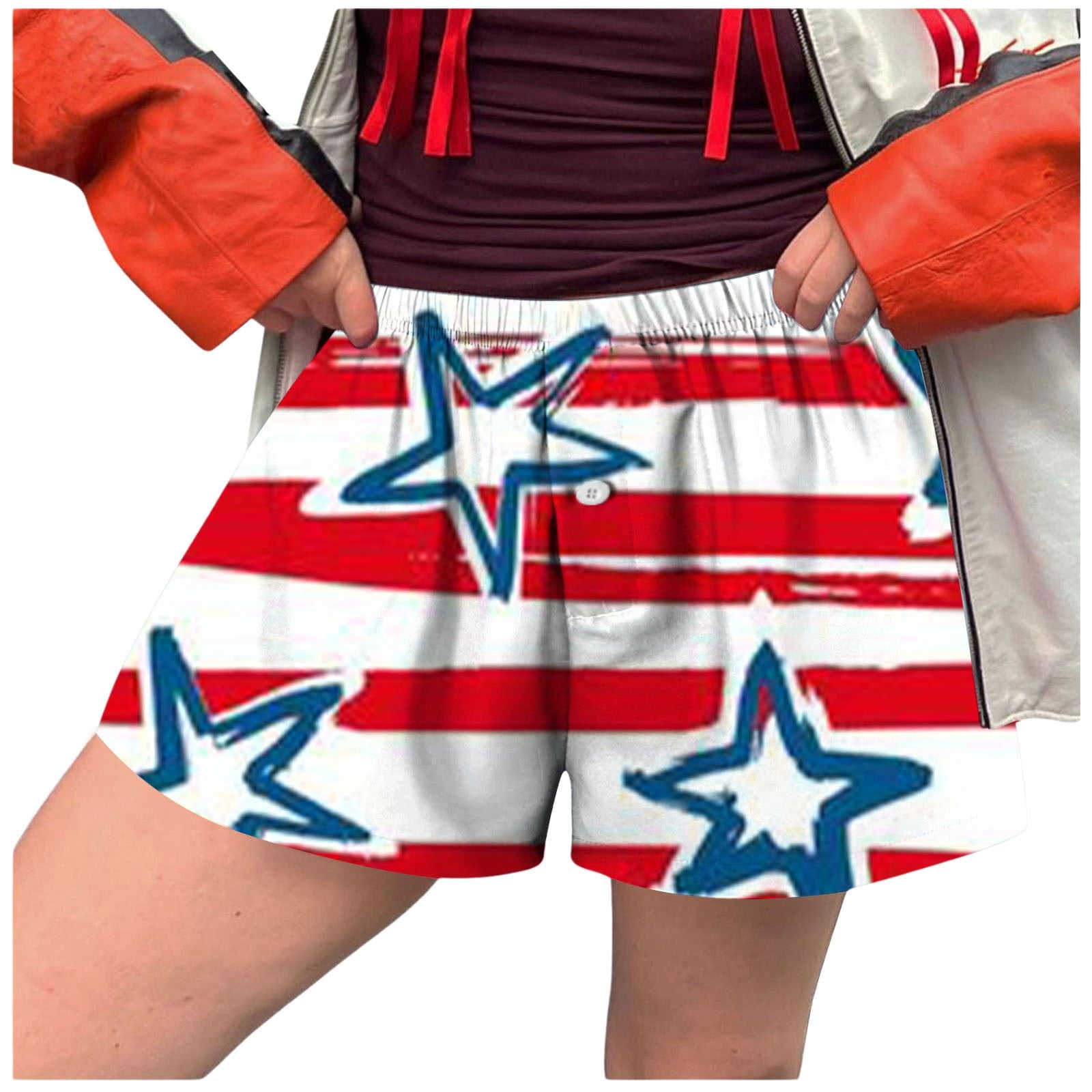 DXOUPM Girls Shorts Women Shorts Cute F Soft Elastic Mid Waist Print ...