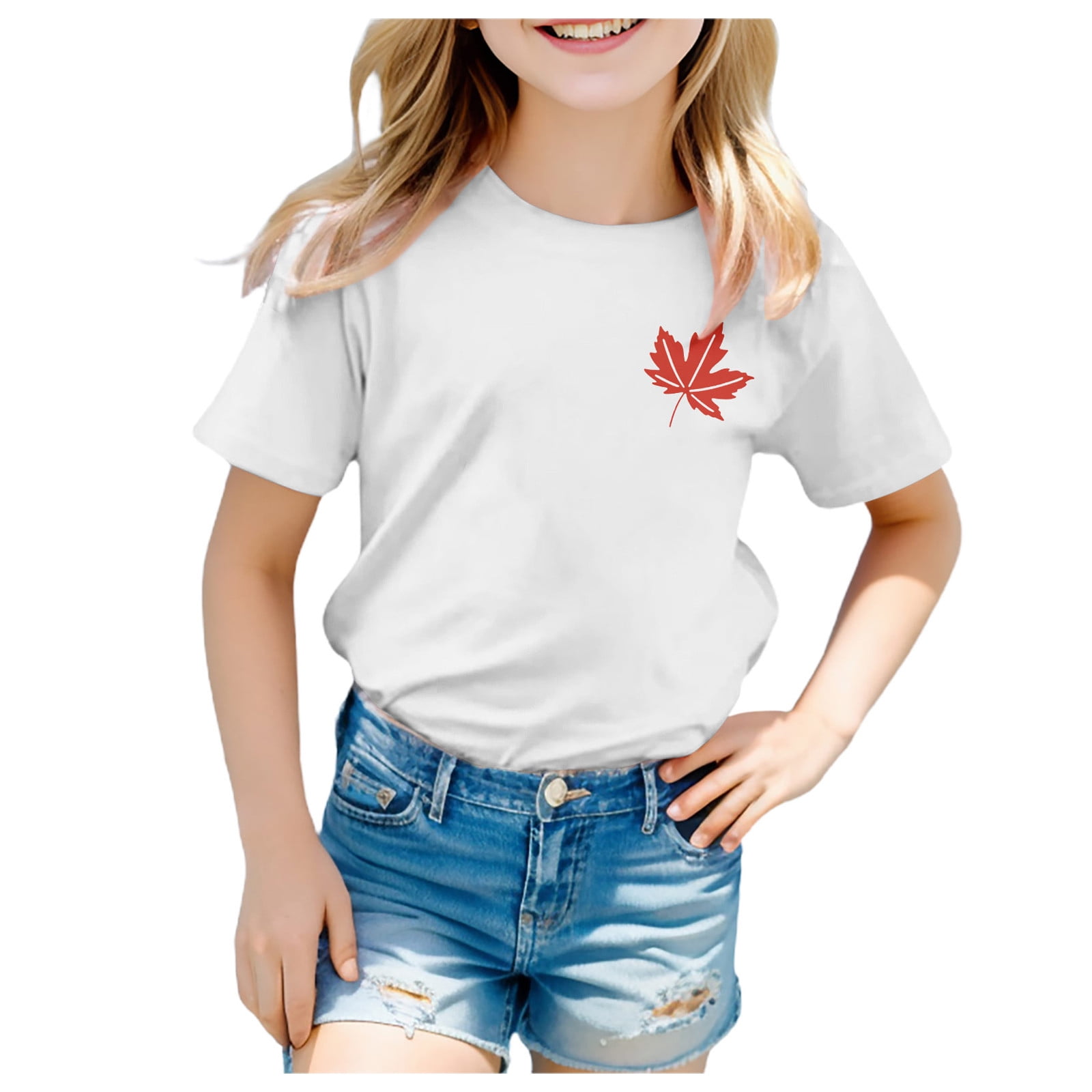 DXOUPM Girls T Shirts Girls Short Sleeve Tee Summer Crewneck T Shirt ...