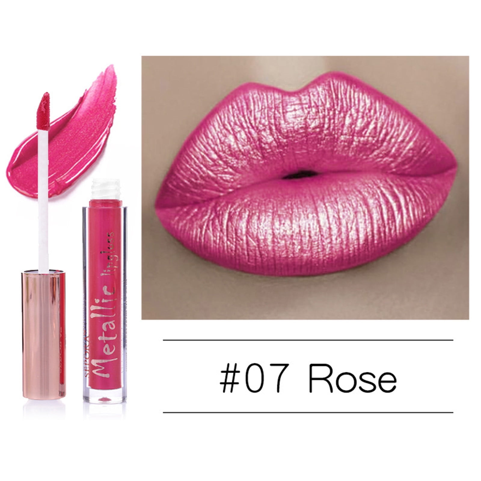 DXOUPM Lip Stain Makeup Lipstick Metallic Color Lip Glaze Highly ...