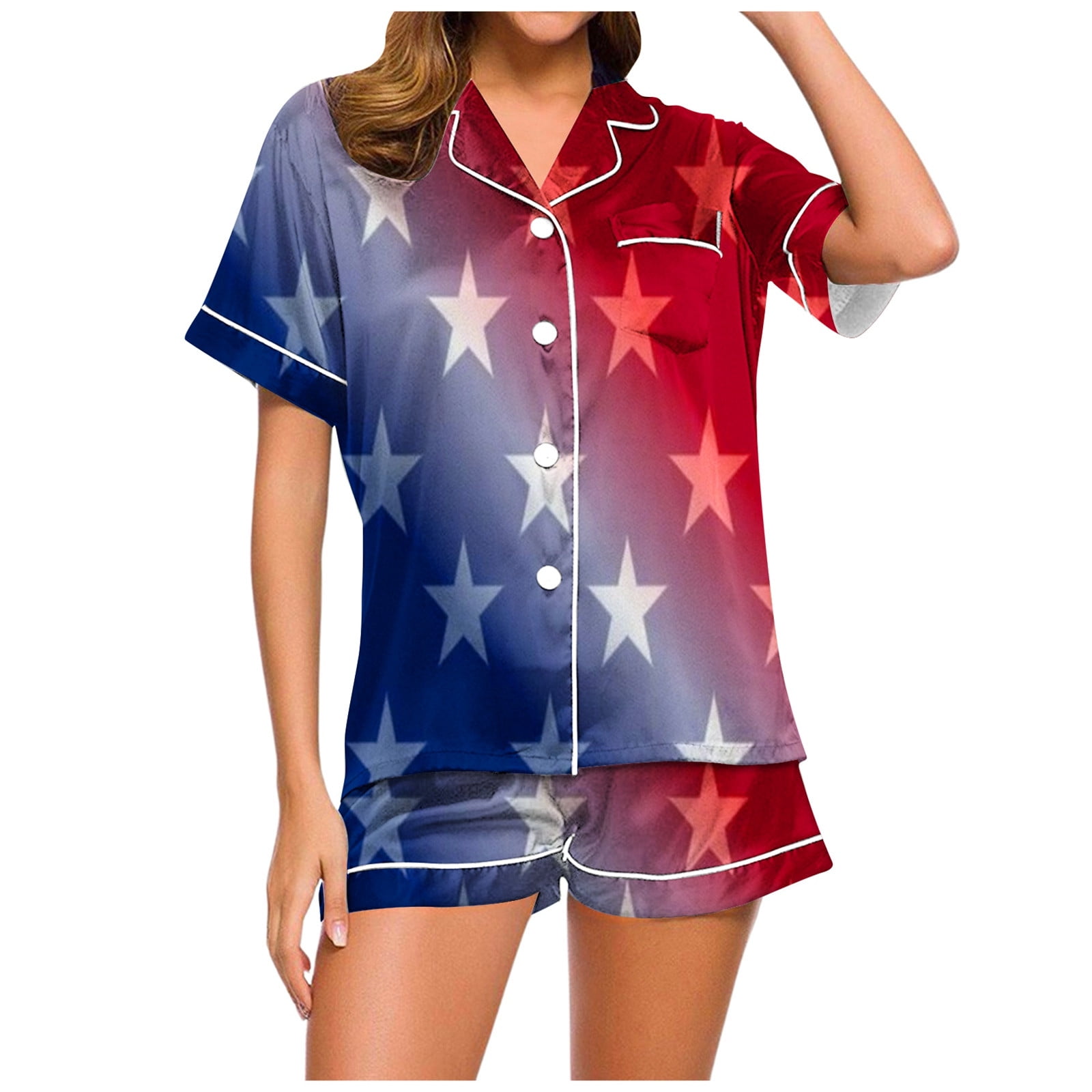 DXOUPM Pajama Pants Women Women's Independence Day Striped Print ...