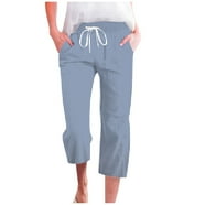 JWD Women's Wide Leg Pants With Pockets High Waist Adjustable Knot ...