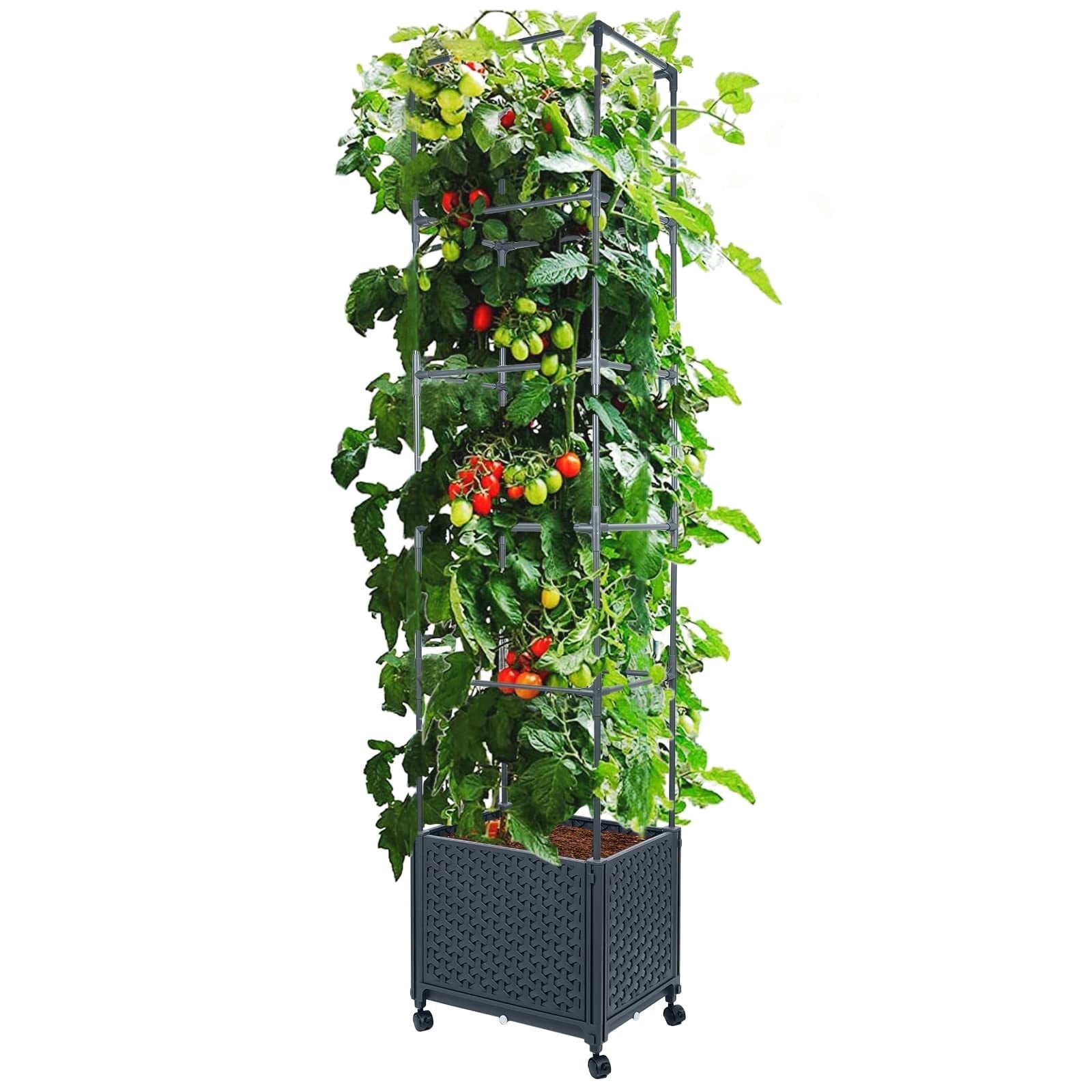 DXRONT Raised Garden Bed Planter Box with Trellis, 67.6” Tomato ...