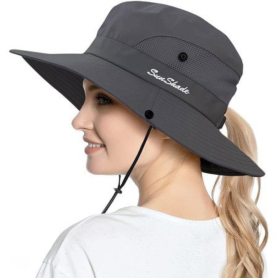 DXSTAR Women's Ponytail Sun Hat UV Protection Foldable Mesh Wide Brim ...