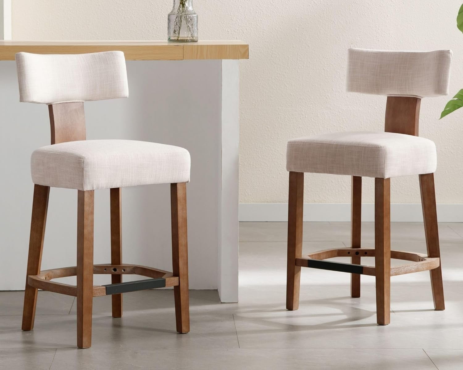 DXYJCNL 26\u2019\u2019 Farmhouse Bar Stools Grey Faux Leather ...