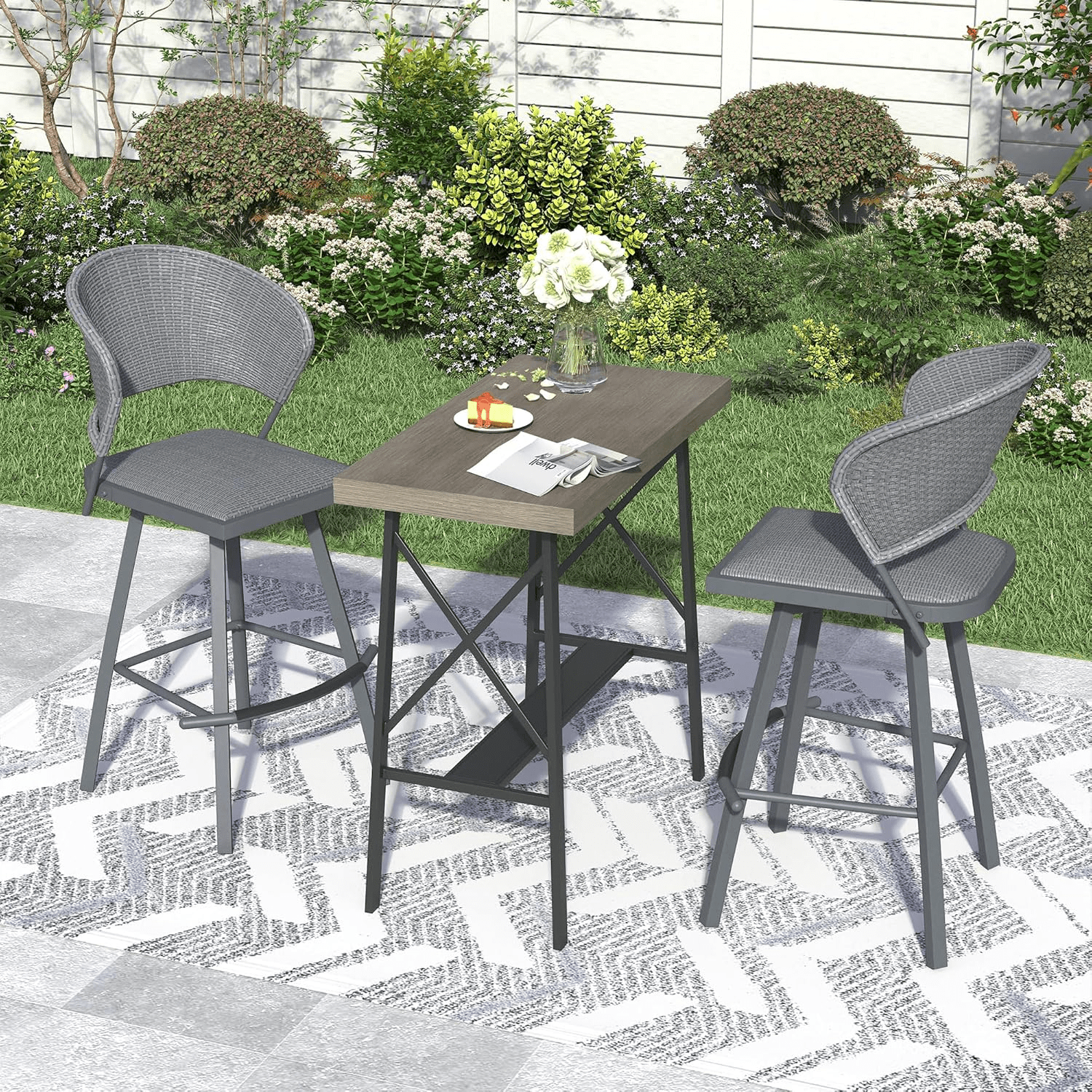 DXYJCNL 3 Pieces Patio Bar Set for 2 Person Outdoor Bar Set Includes 35 ...
