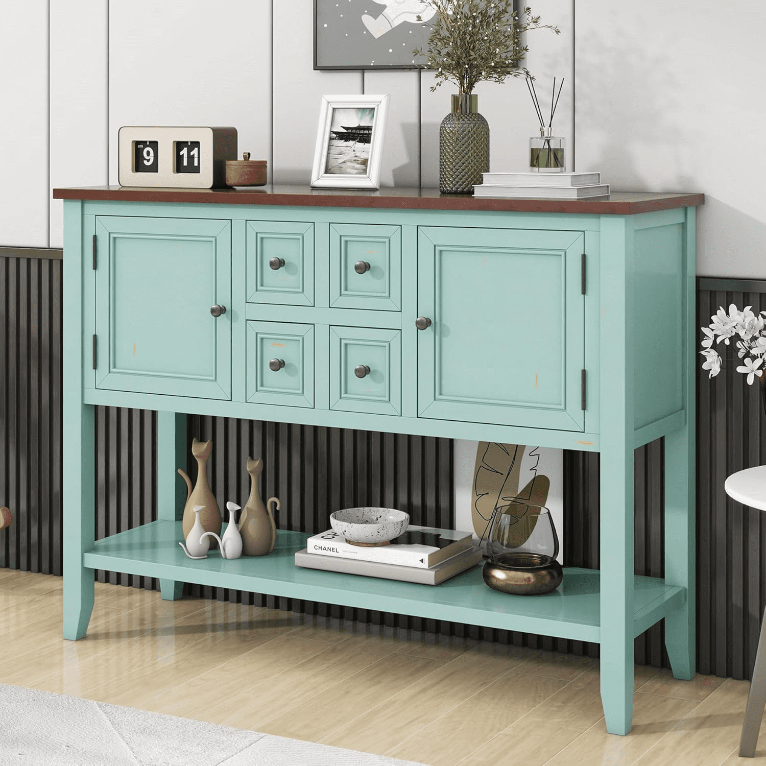 DXYJCNL 46 Inch Antique Console Table with Drawers Doors Storage ...