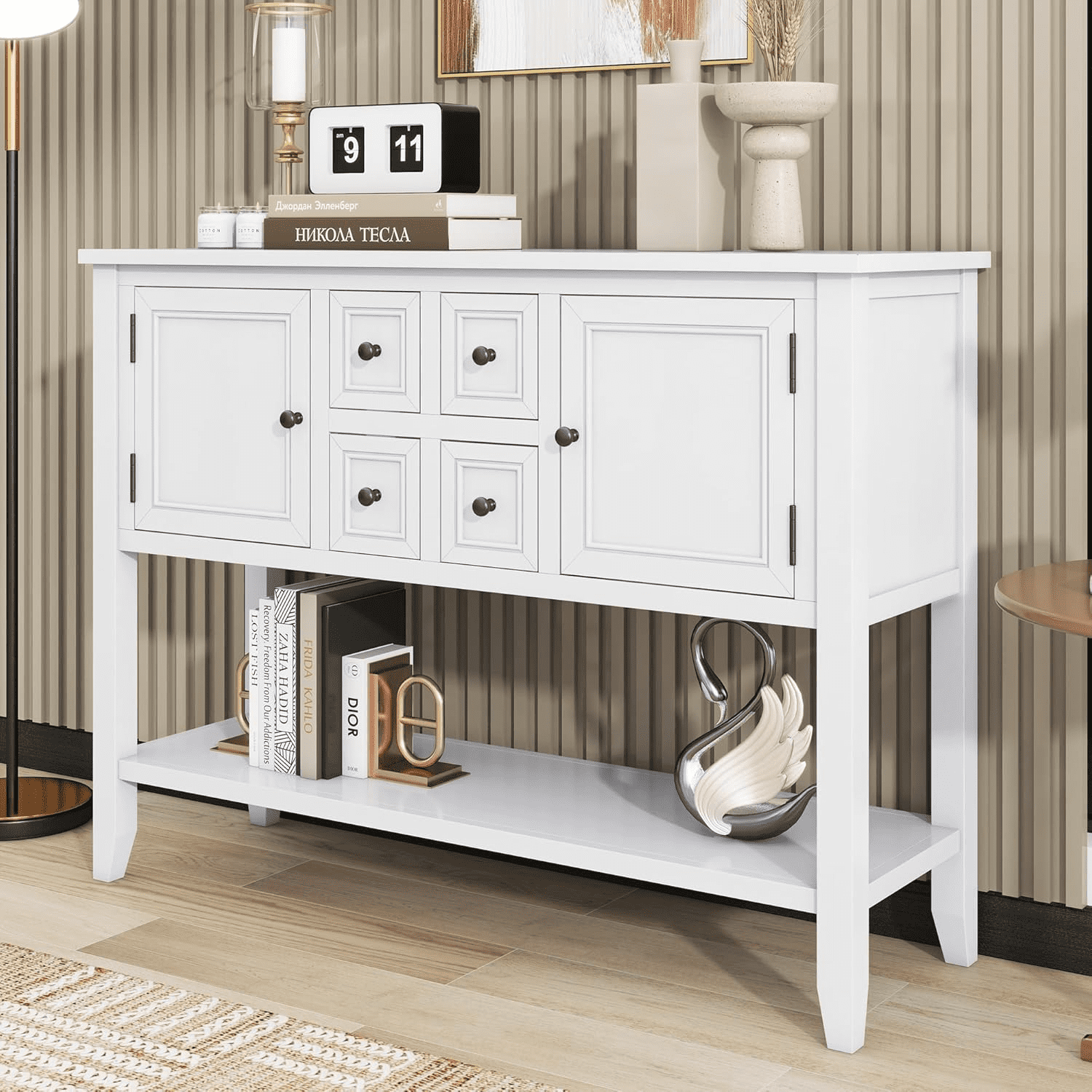 DXYJCNL 46 Inch Antique Console Table with Drawers Doors Storage ...