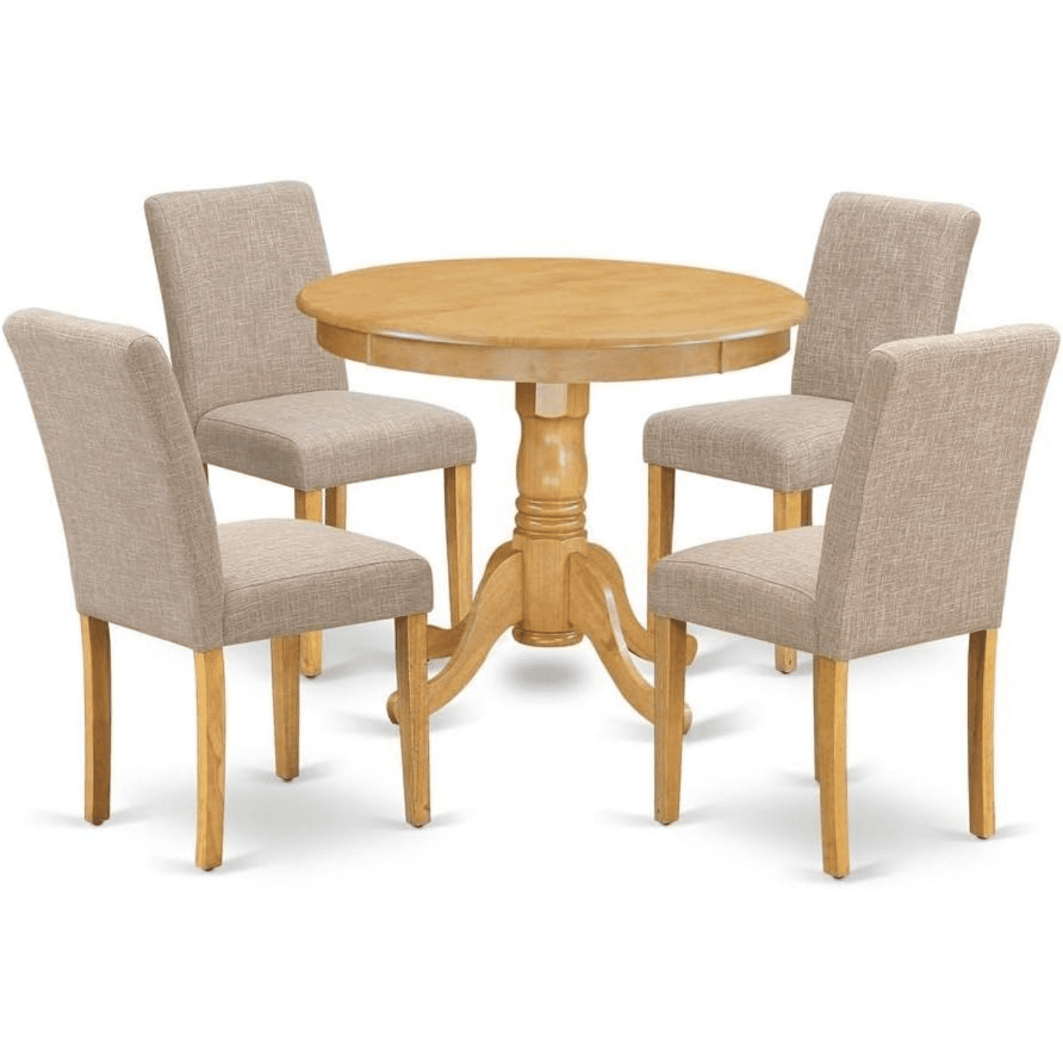 DXYJCNL ANAB3-OAK-55 Kitchen Table & Chairs Set Contains a Round Dining ...