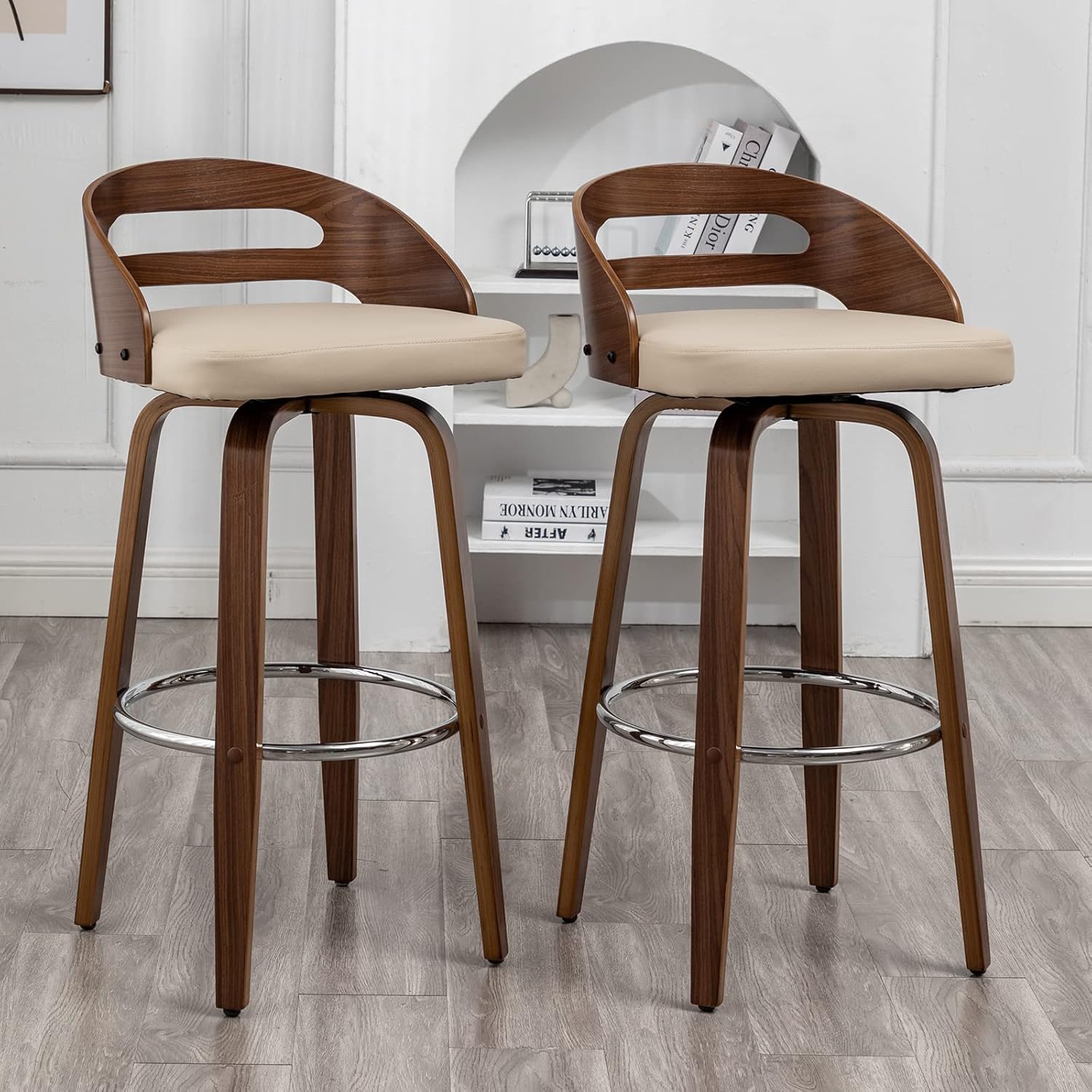 DXYJCNL Bar Stools Swivel Bar Height Stools with Low Back Wood Bar ...