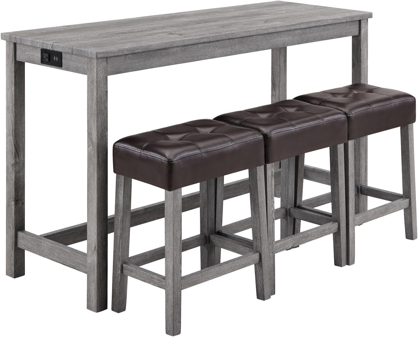 DXYJCNL Dining Table and Chairs Set 5 Piece Solid Wood Breakfast Table ...