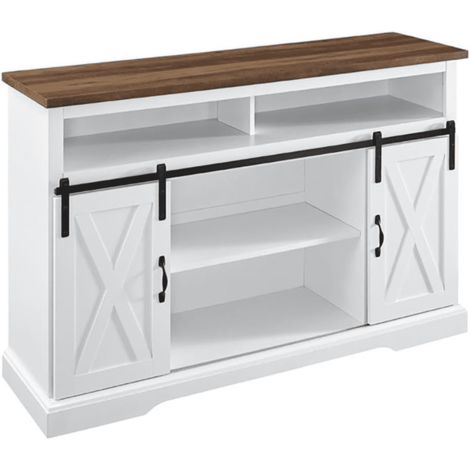 DXYJCNL Farmhouse Wood Barn Door TV Console for TVs up to 52" in White ...