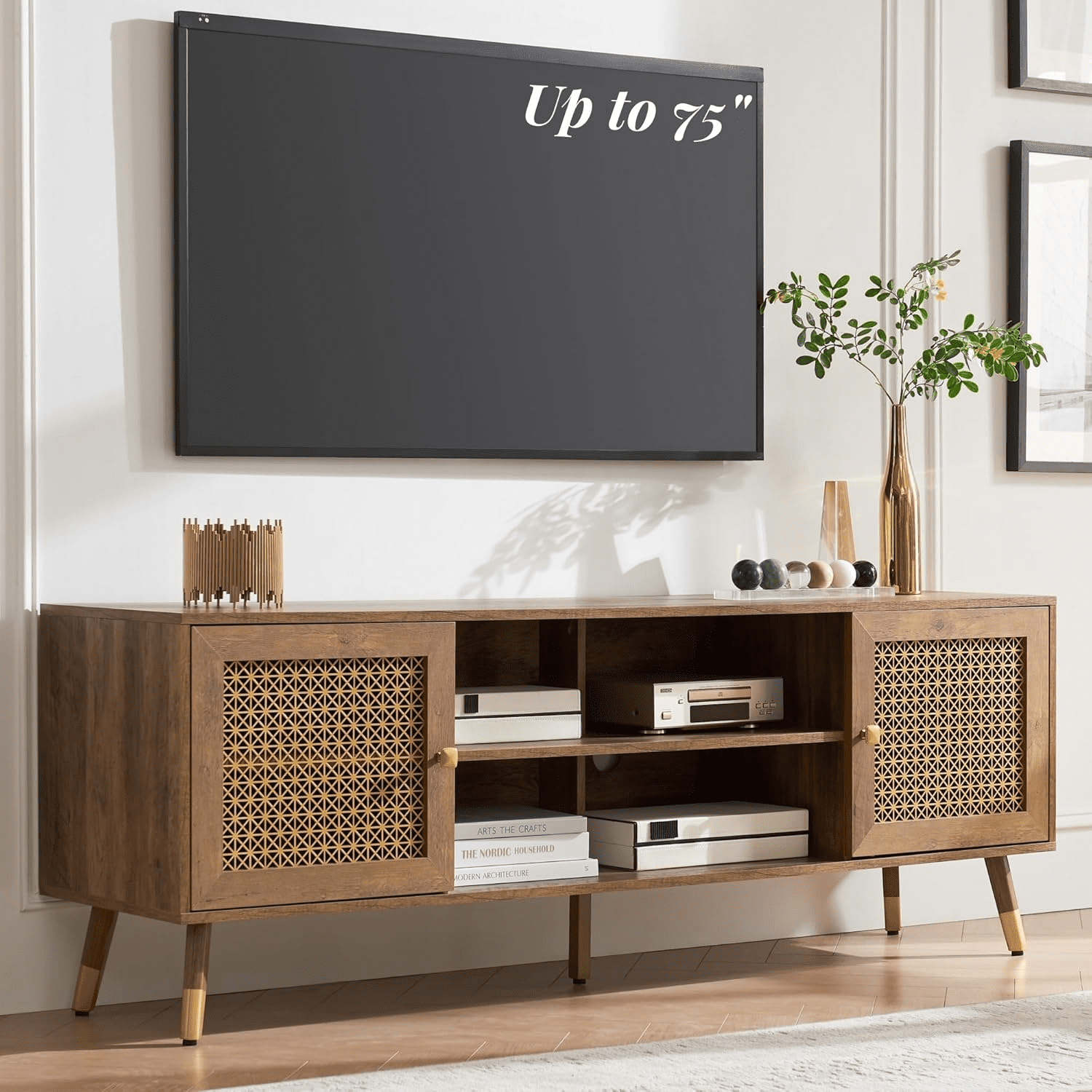 DXYJCNL JYED Mid Century Modern TV Stands for Living Room Black TV ...
