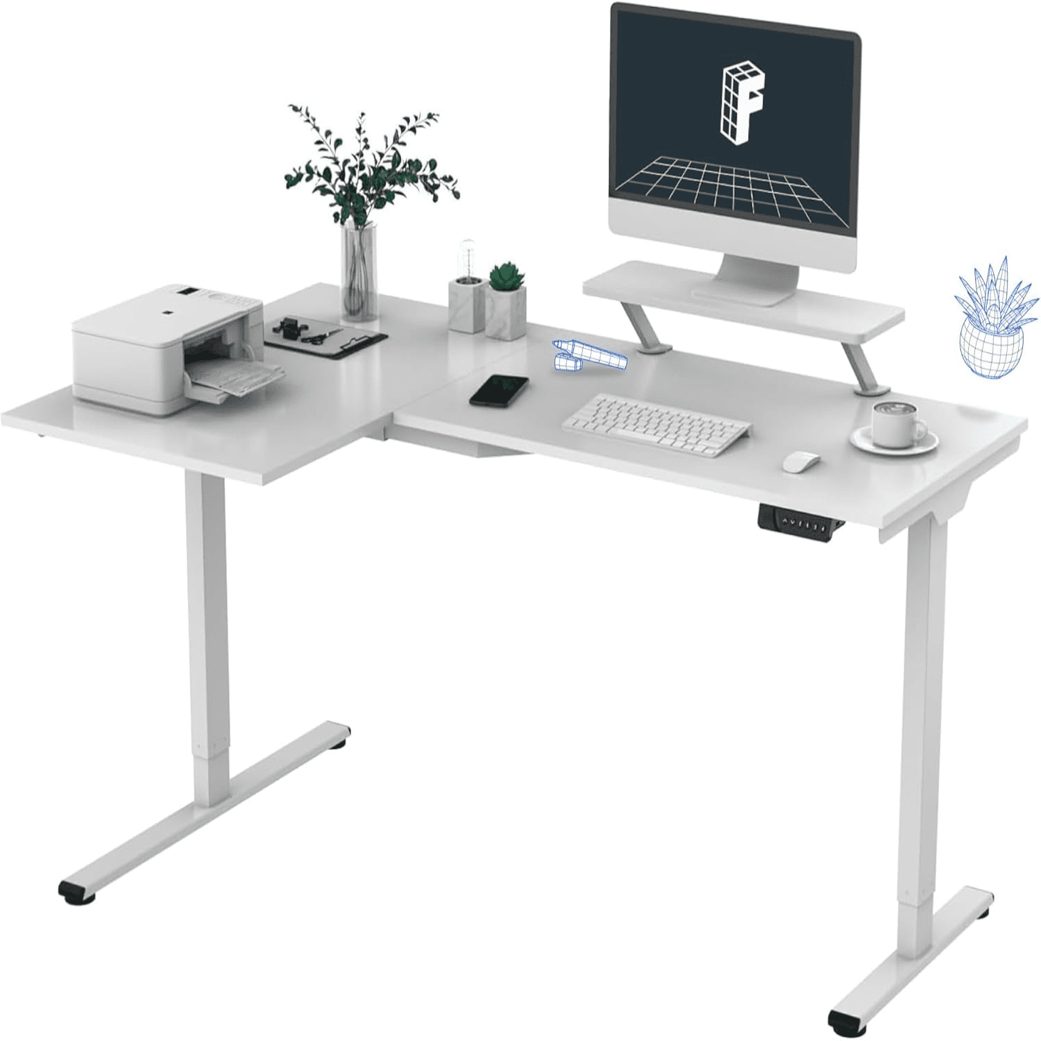 DXYJCNL L Shaped Standing Desk Electric Corner Gaming Table with ...