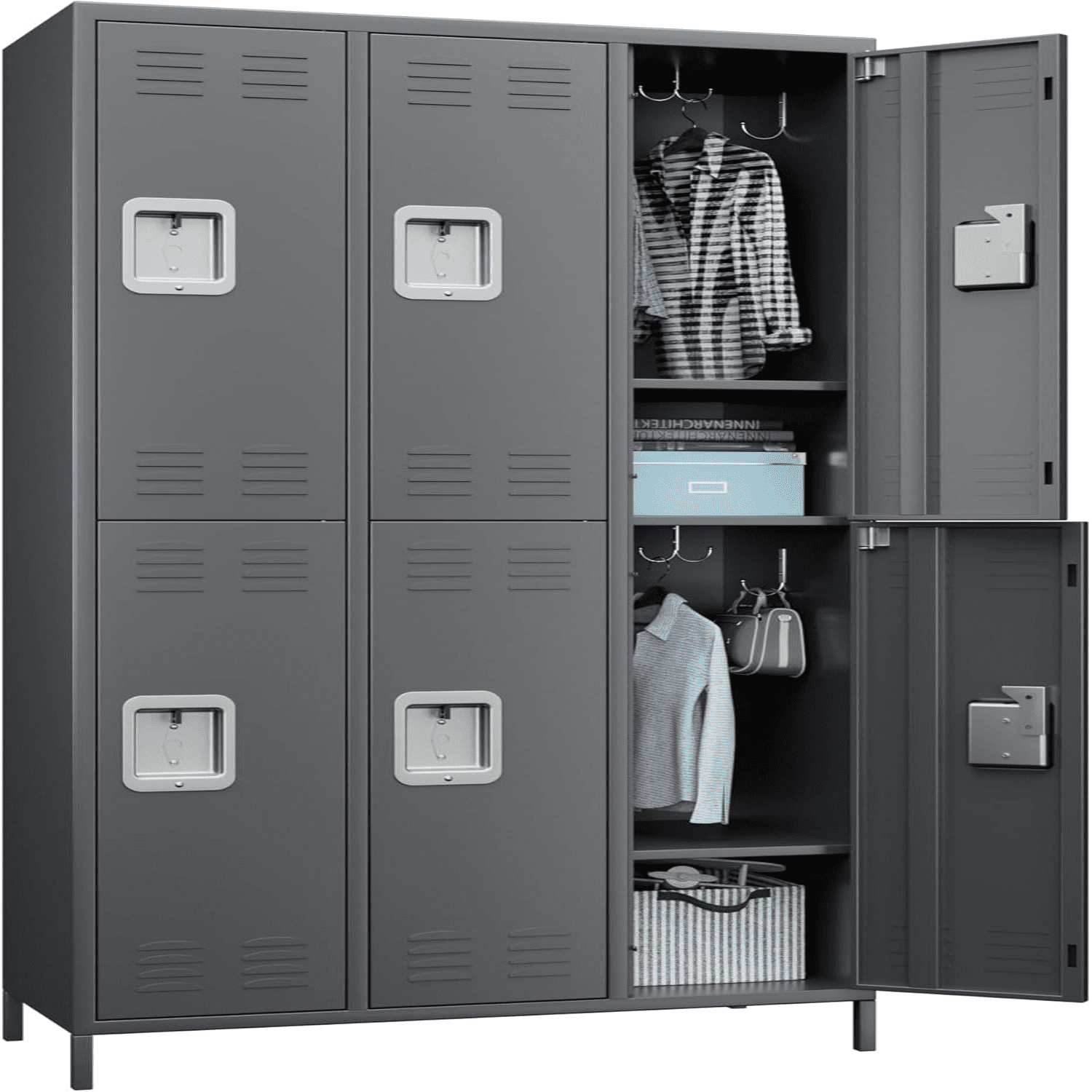 DXYJCNL Metal Locker Storage Cabinet with 6 Doors 72" Tall Locker for Employees Steel Lockers ...