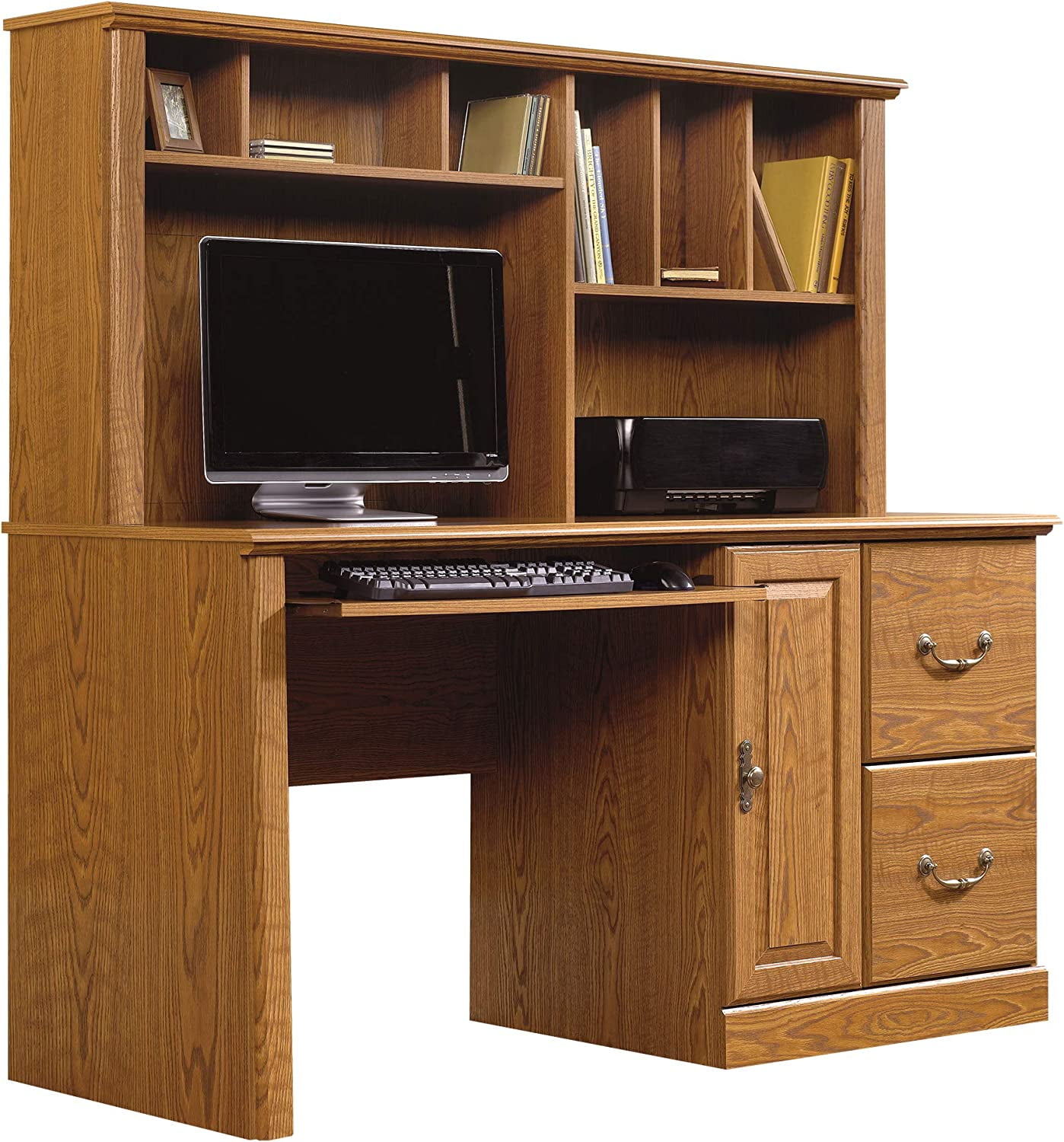 DXYJCNL Orchard Hills Computer Desk with Hutch Carolina Oak finish ...