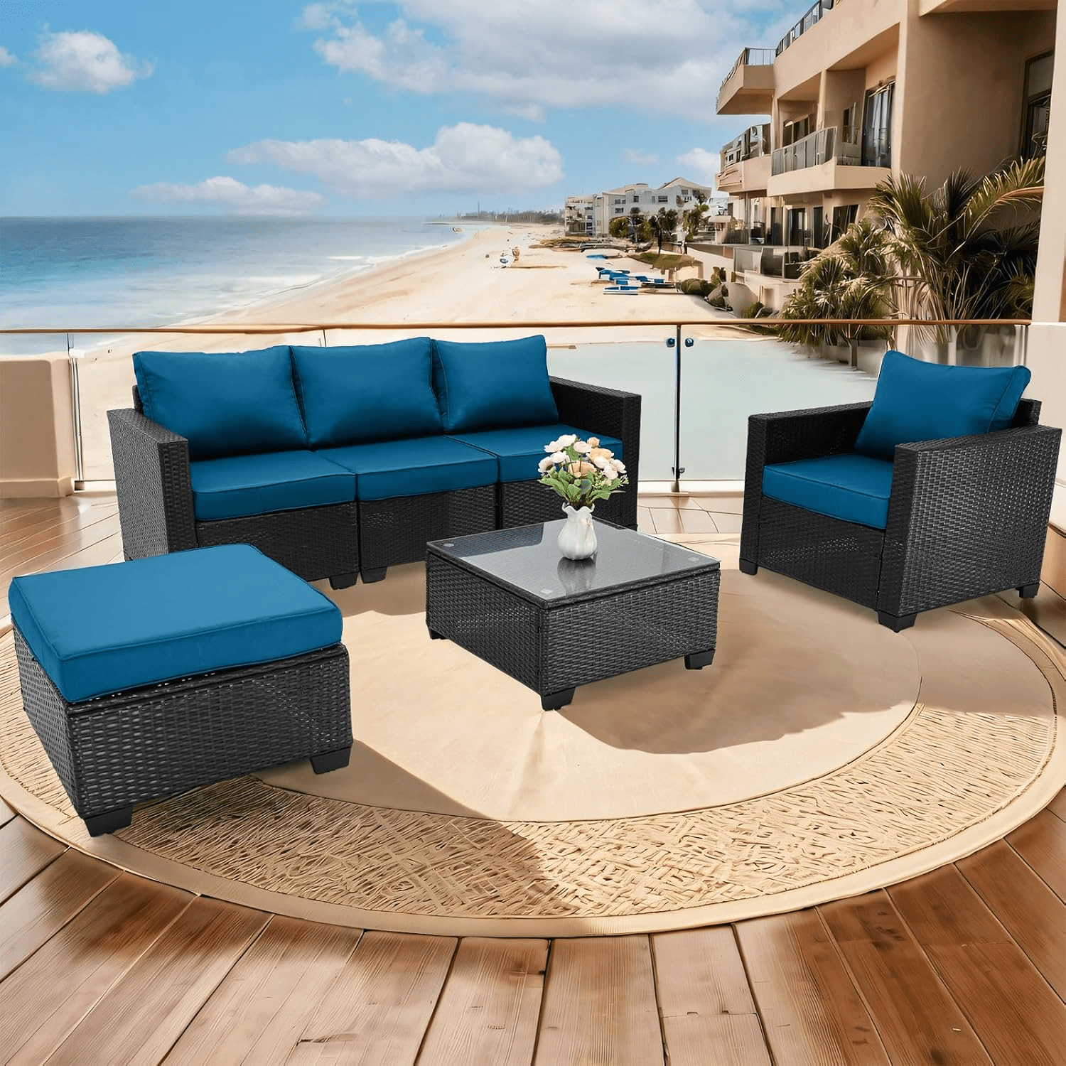 DXYJCNL Patio Furniture Set Outdoor Furniture 6 Pieces Patio Furniture with Coffee Table Outdoor ...