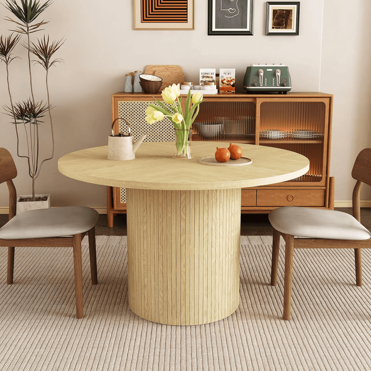 DXYJCNL Round Dining Table for 4 Modern Farmhouse Kitchen Table 47 Inch ...