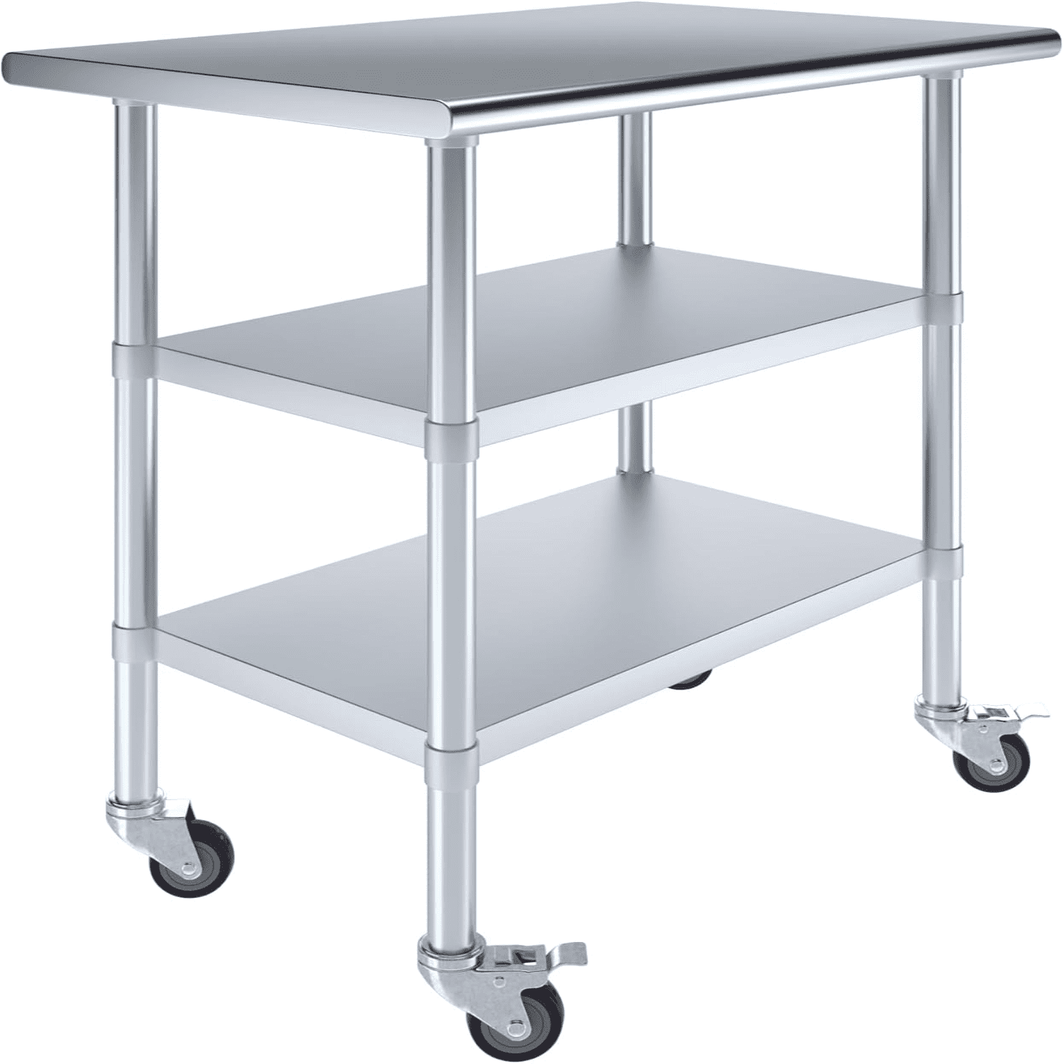 DXYJCNL Stainless Steel Work Table with 2 Shelves and Casters | Metal ...