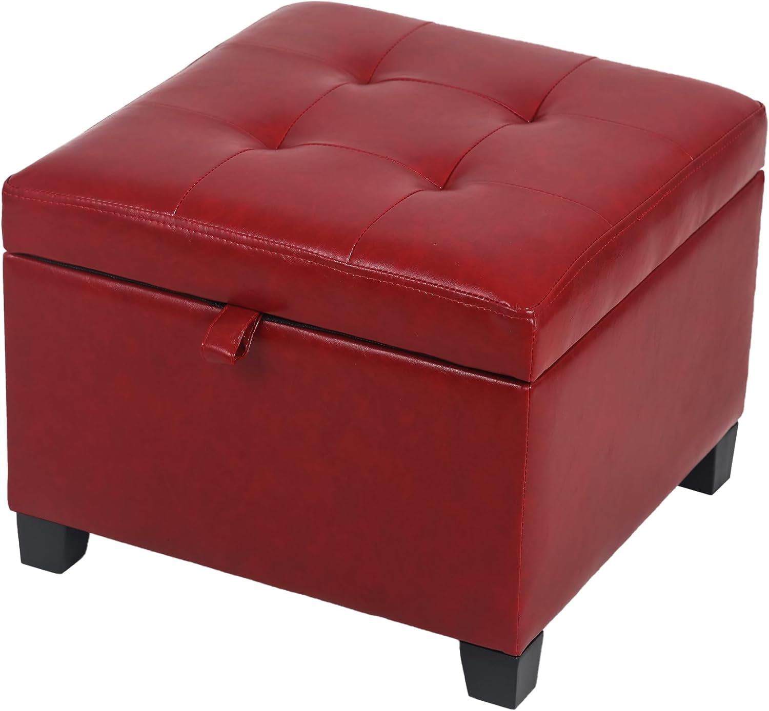 17 Inch Storage Ottoman Small Foot Rest Stool for Couch Faux Leather ...