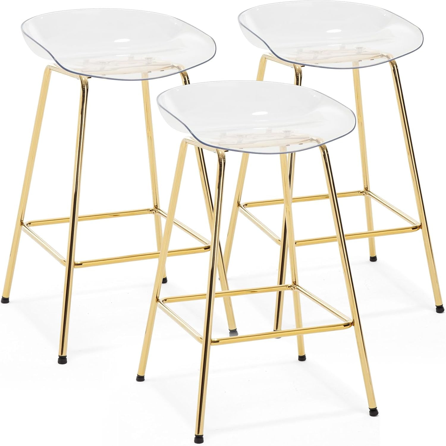 DXYKOPA 26" Counter Height Bar Stools Backless Barstools with Clear ...