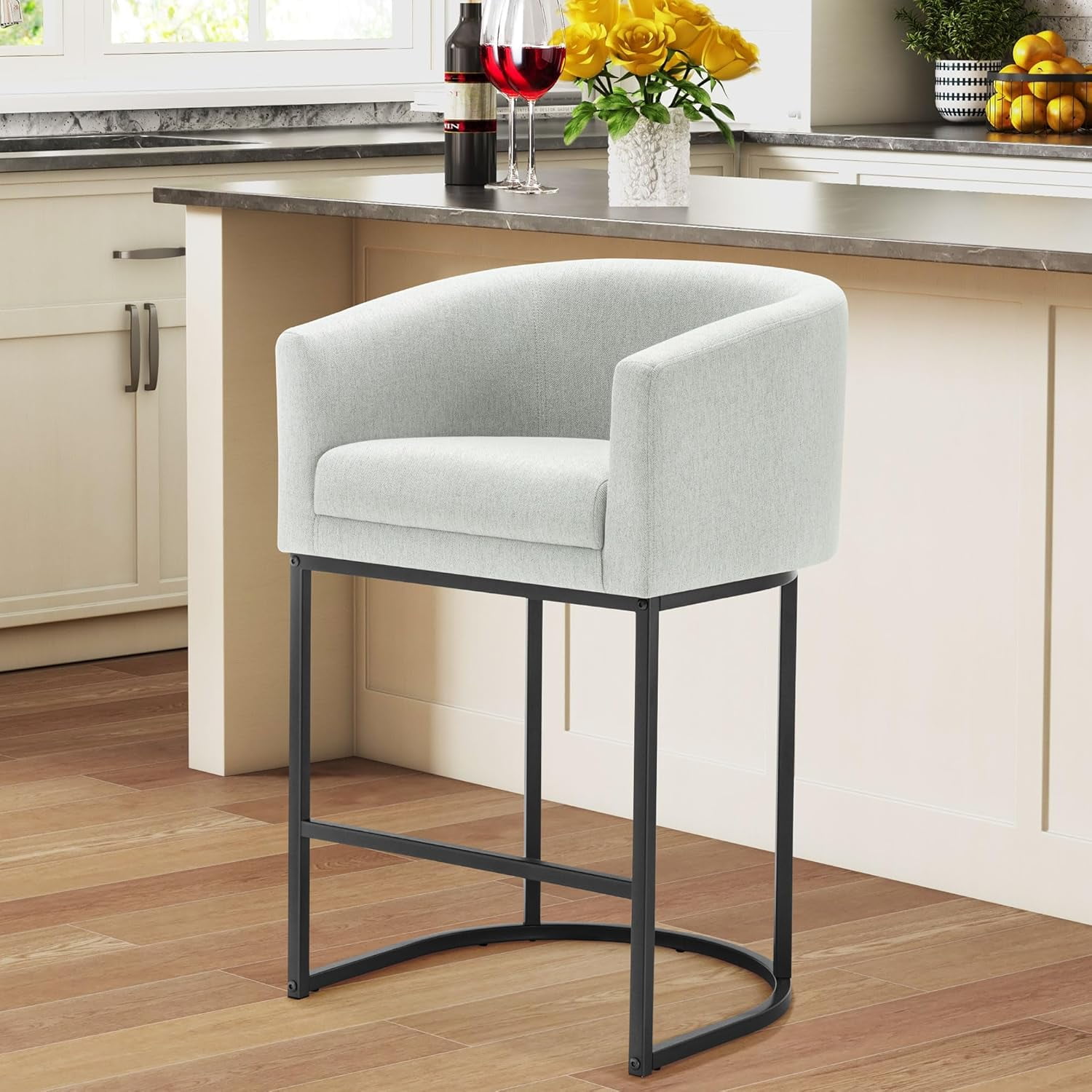 DXYKOPA 26" Counter Height Bar Stools Counter Stools with Back Linen ...