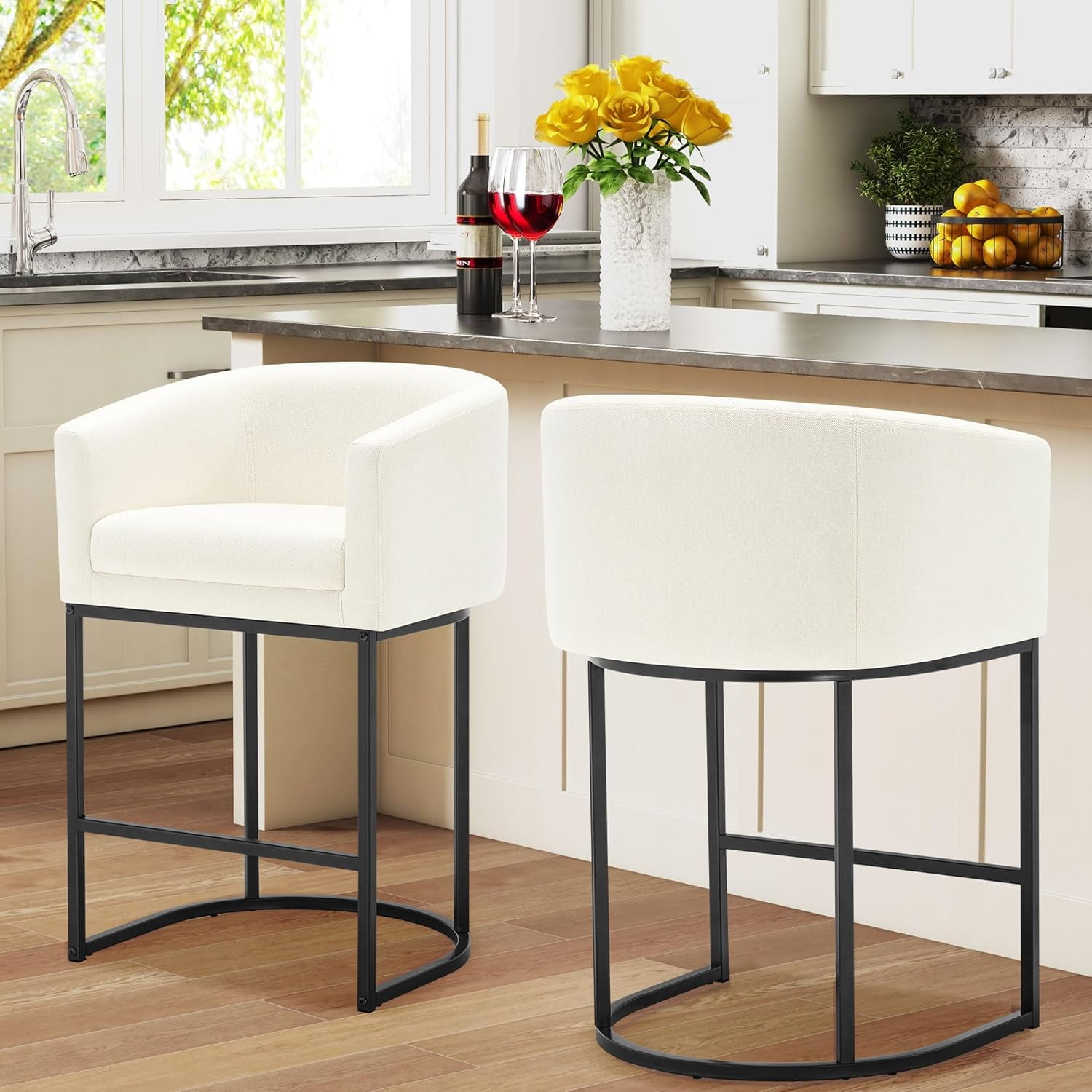 26" Counter Height Bar Stools Counter Stools with Back Linen ...