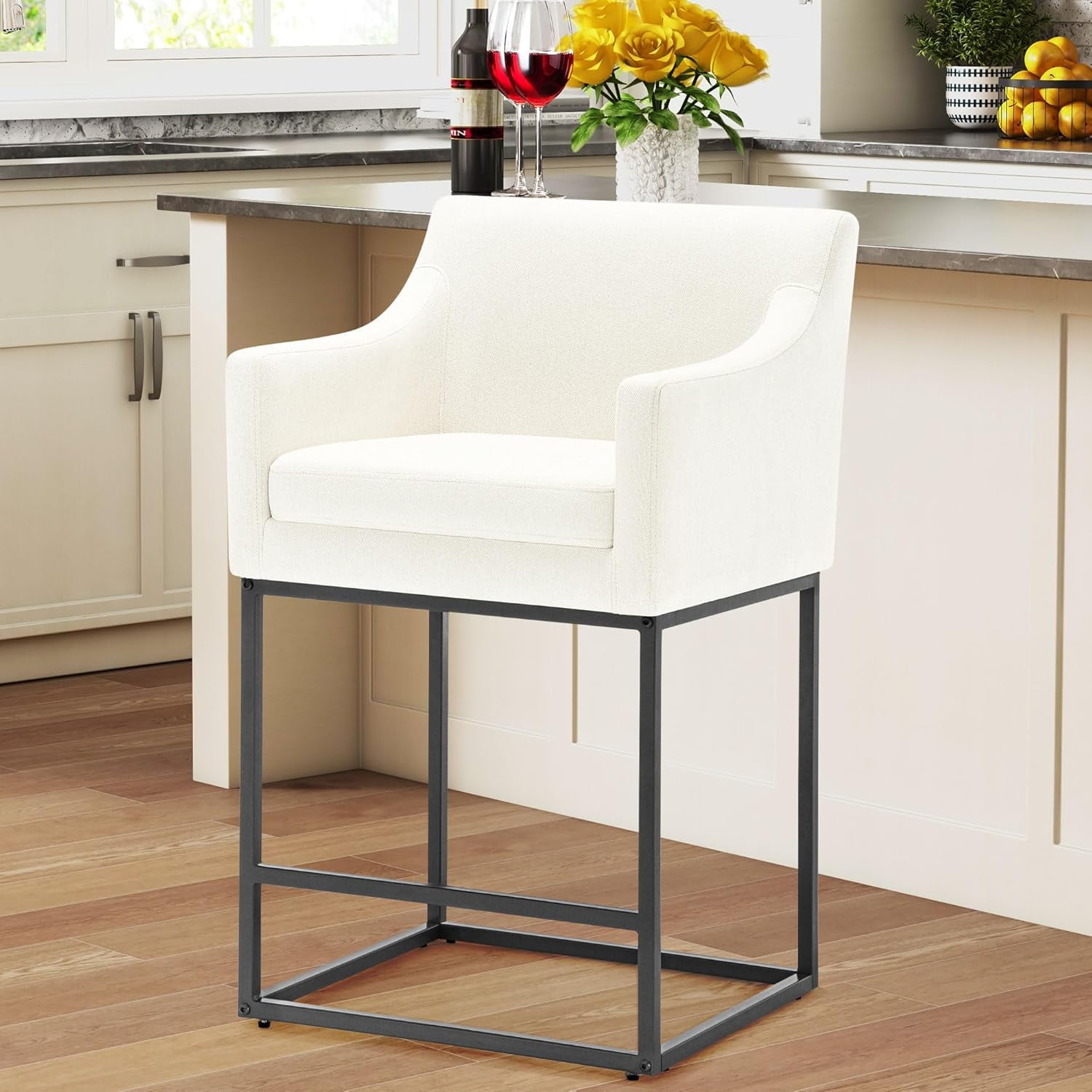 DXYKOPA 26" Counter Height Bar Stools Counter Stools with Back Linen ...