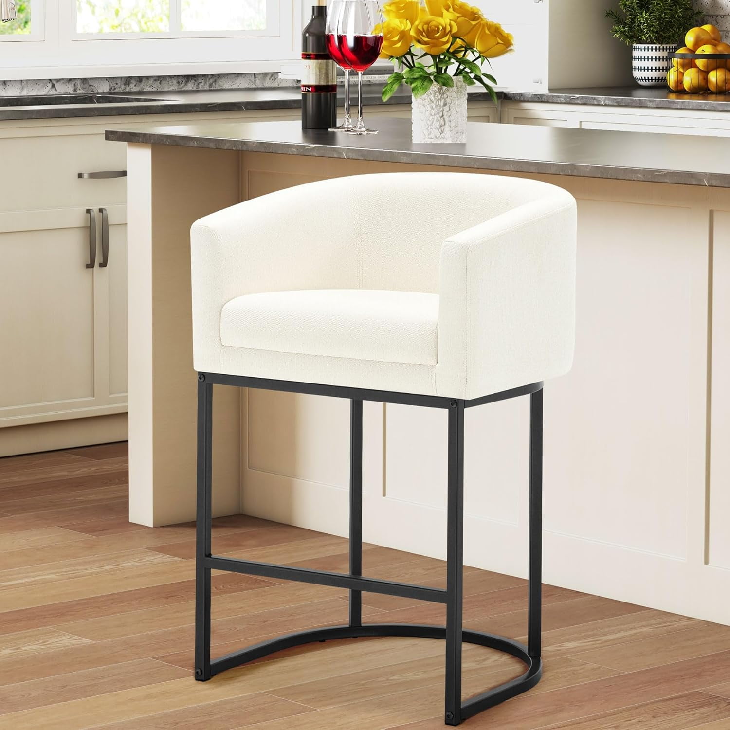 DXYKOPA 26" Counter Height Bar Stools Counter Stools with Back Linen ...