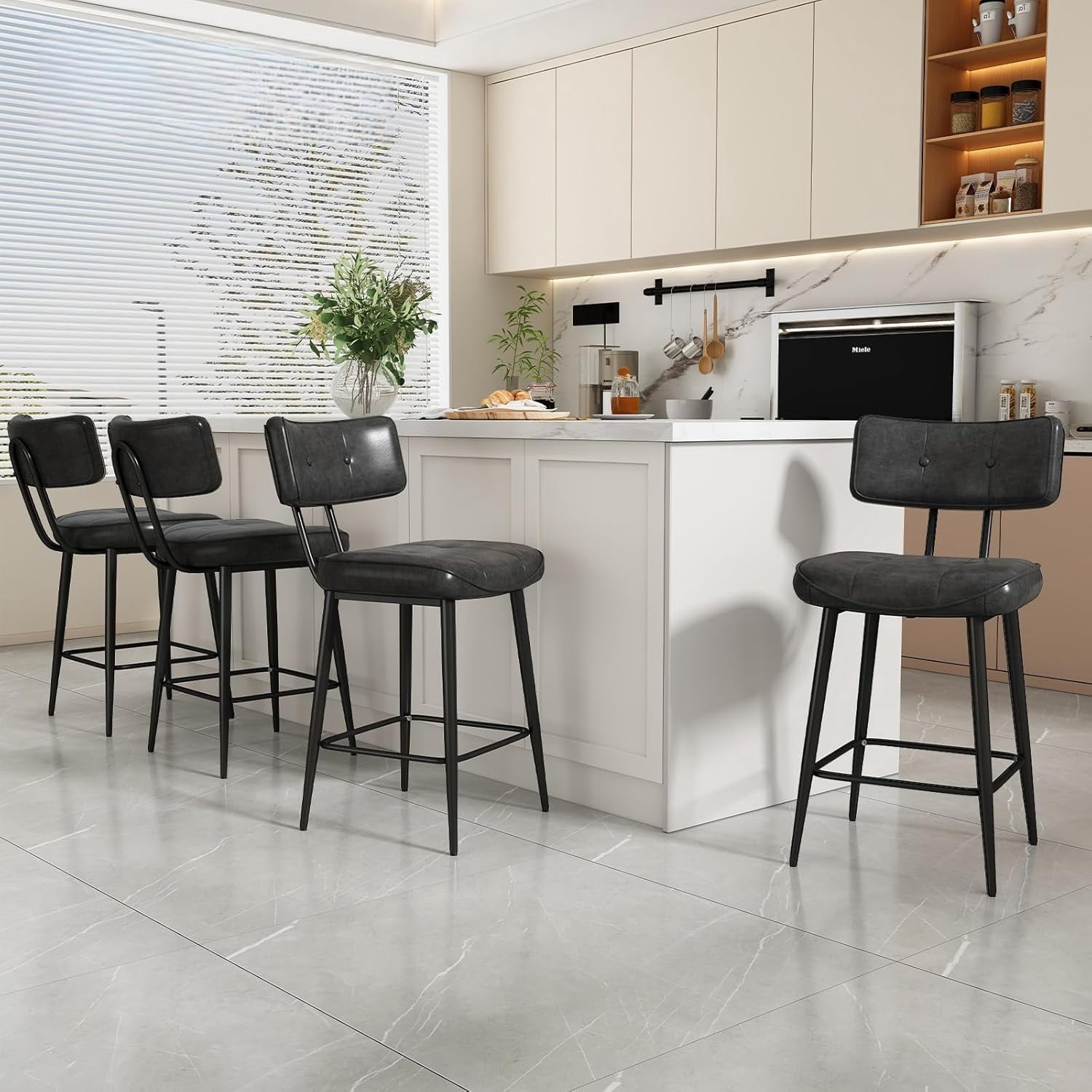 DXYKOPA 26" Counter Height Bar Stools Red Barstools with Backs Footrest ...