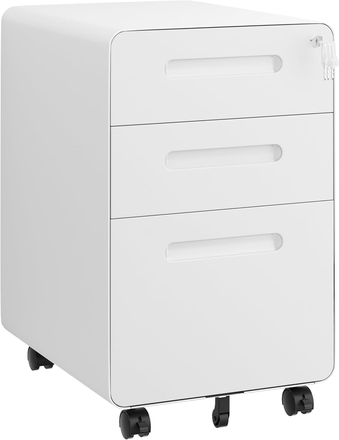 DXYKOPA 3 Drawers Slim File Cabinet Mobile Filing Cabinet with Lock ...