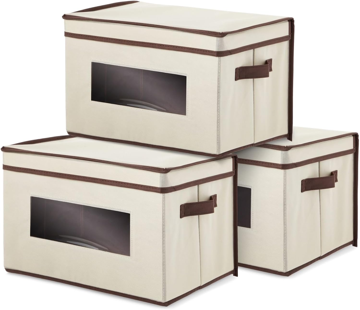DXYKOPA 3 Pack Stackable Storage Bins With Lids Handles Foldable for ...