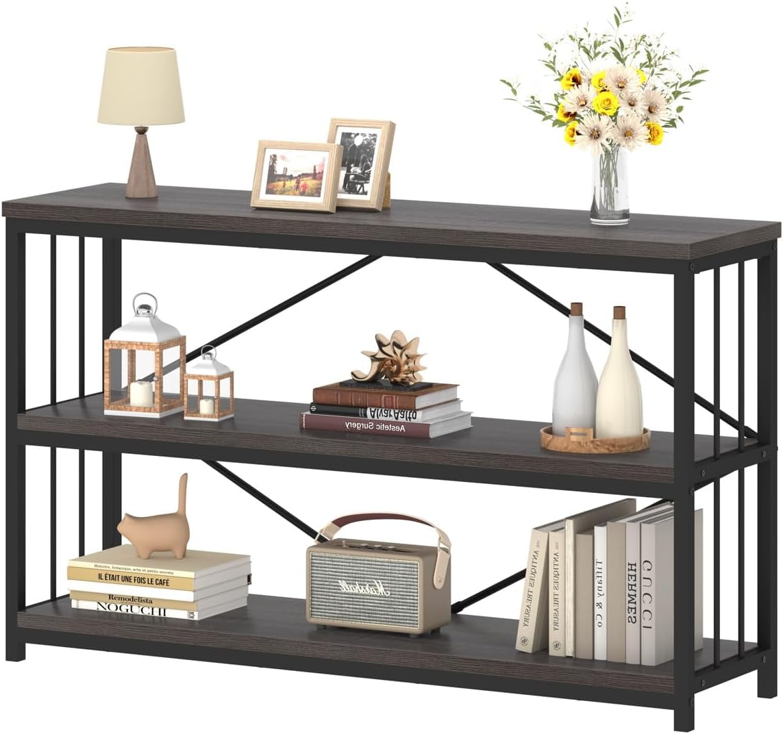 DXYKOPA 3 Tier Bookshelf Storage Organizer Short Wide Open Horizontal ...