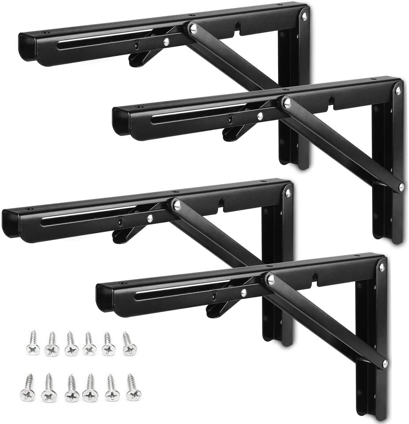 dxynlzq JKLCH 4 Pack 12 inch Black Folding Wall Brackets Heavy Duty ...