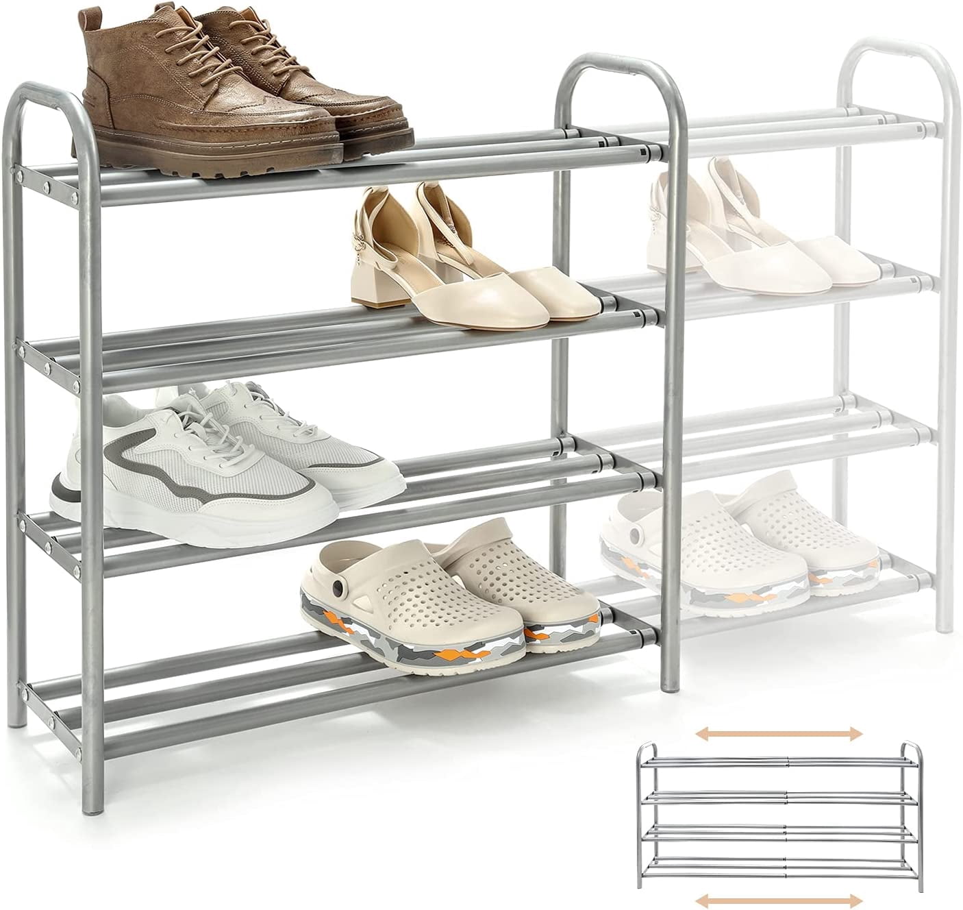 DXYKOPA 4 Tier Extendable Long Shoe Rack for Closet Shoe Organiser ...