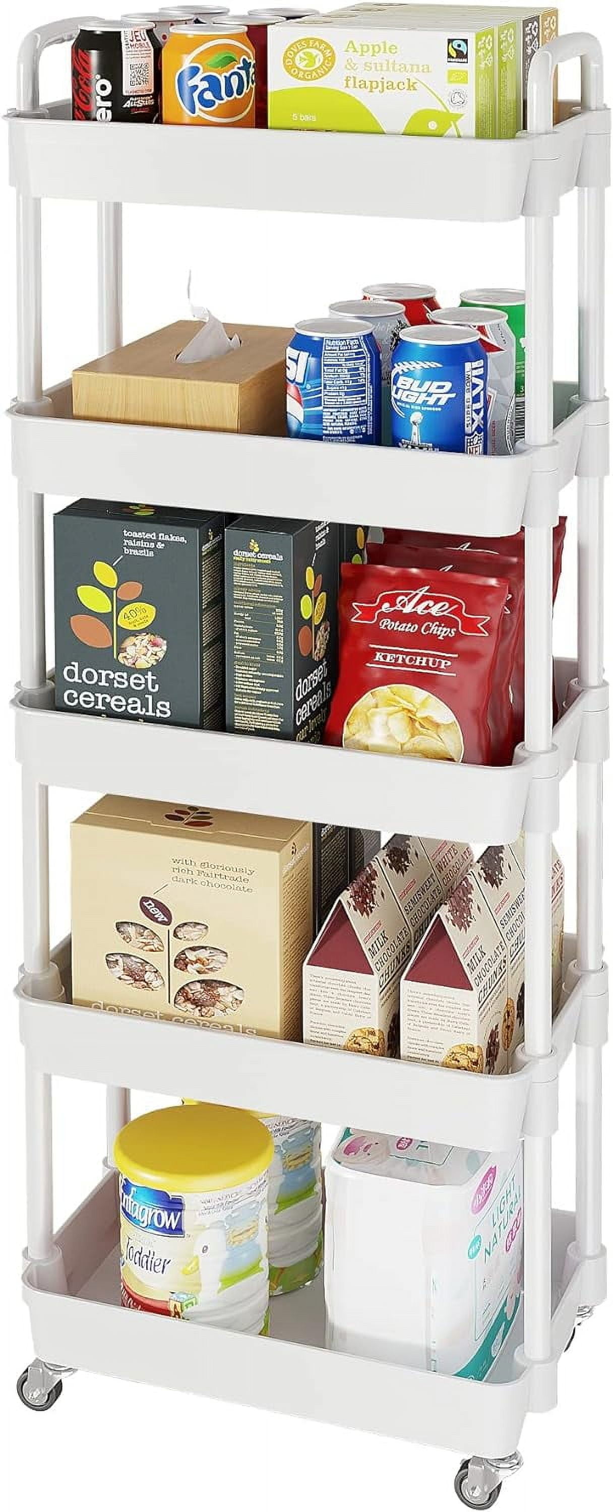 FTUVYIBOPM 4-Tier Storage Cart Multifunction Utility Rolling Cart ...