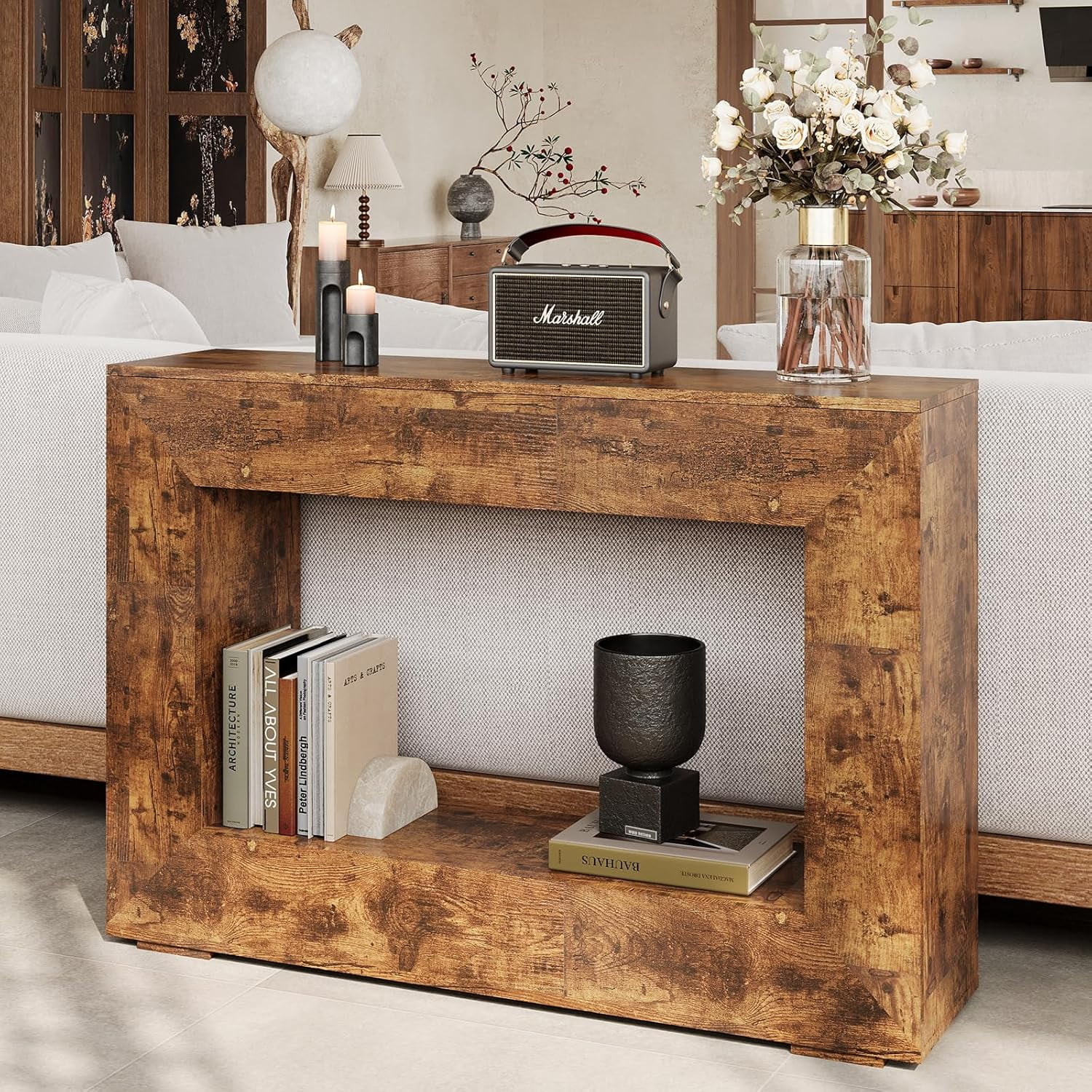 SASYXDC 47" Farmhouse Console Narrow Entryway Console Sofa Tables with ...