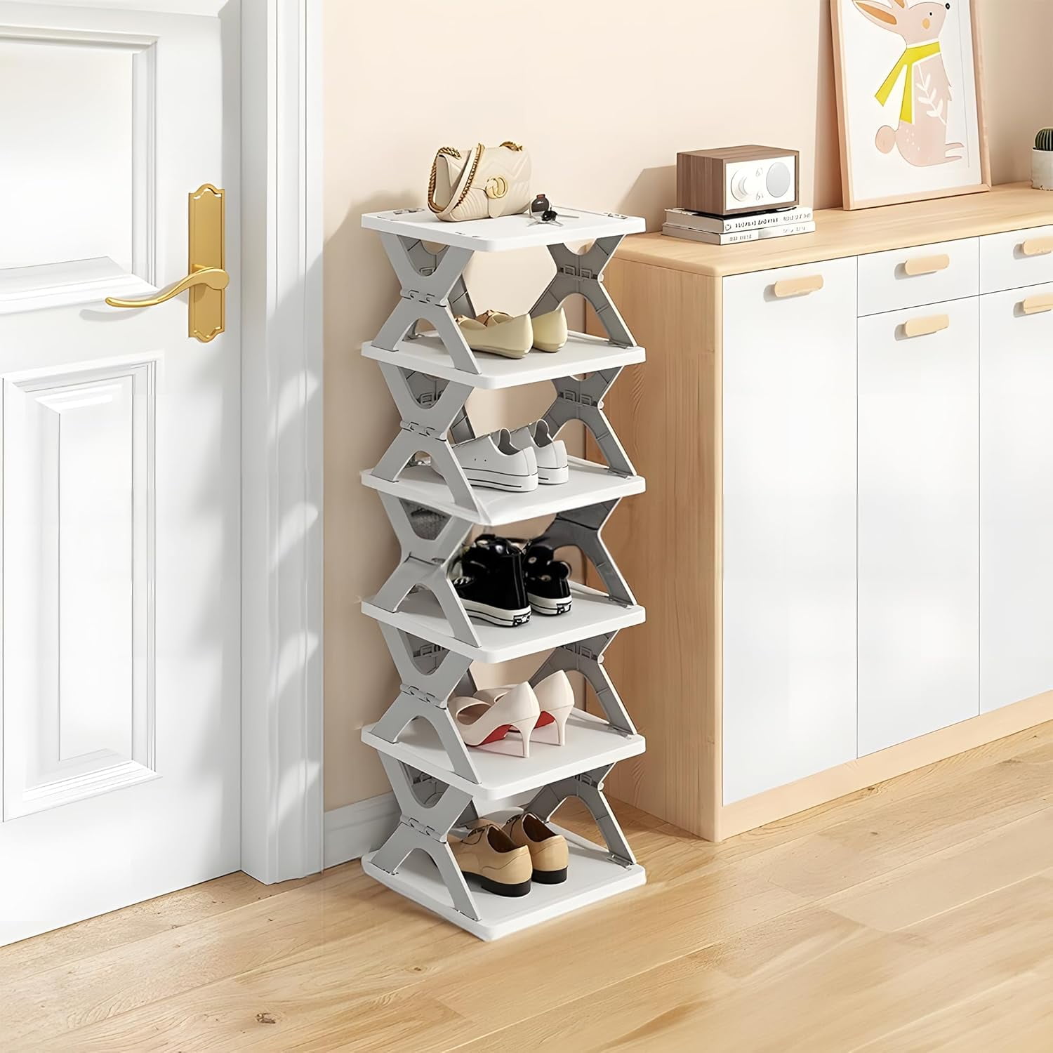 dxynlzq 6 Tier Shoe Rack Collapsible Shoe Rack for ' Rooms Foldable ...