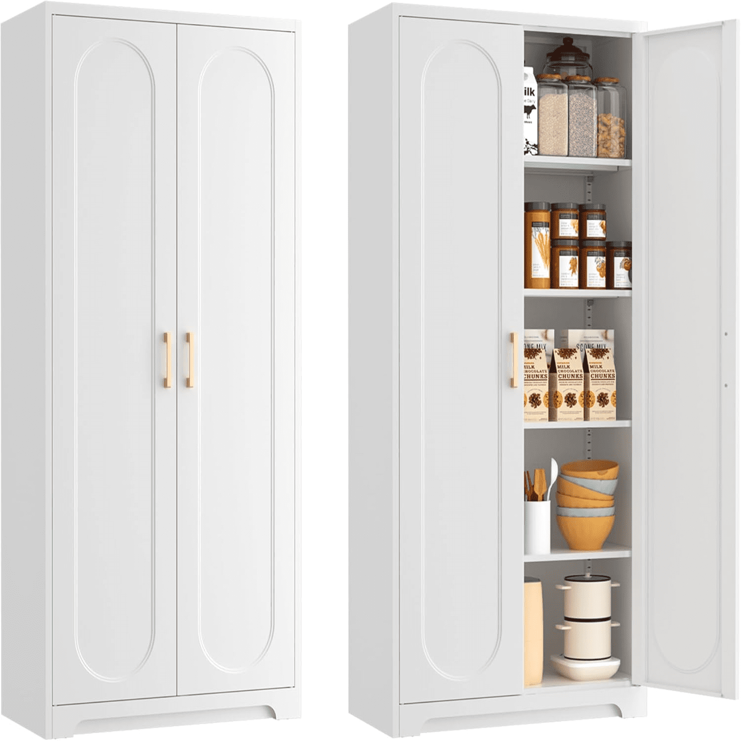 DXYKOPA 60" Tall Pantry Cabinet Metal Pantry Cabinet with Doors and ...