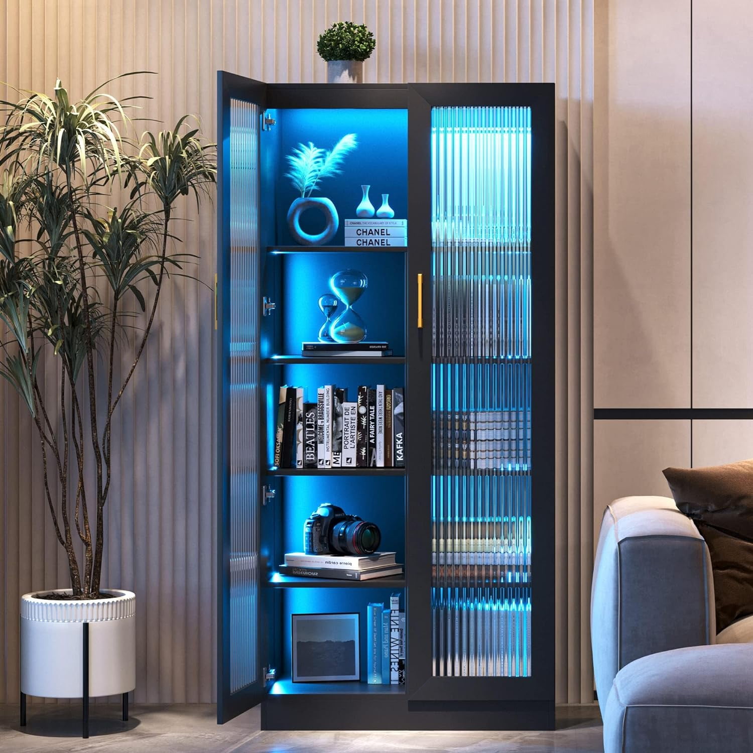 DXYKOPA 67" LED Storage Cabinet with Charging Station Sockets & USB ...