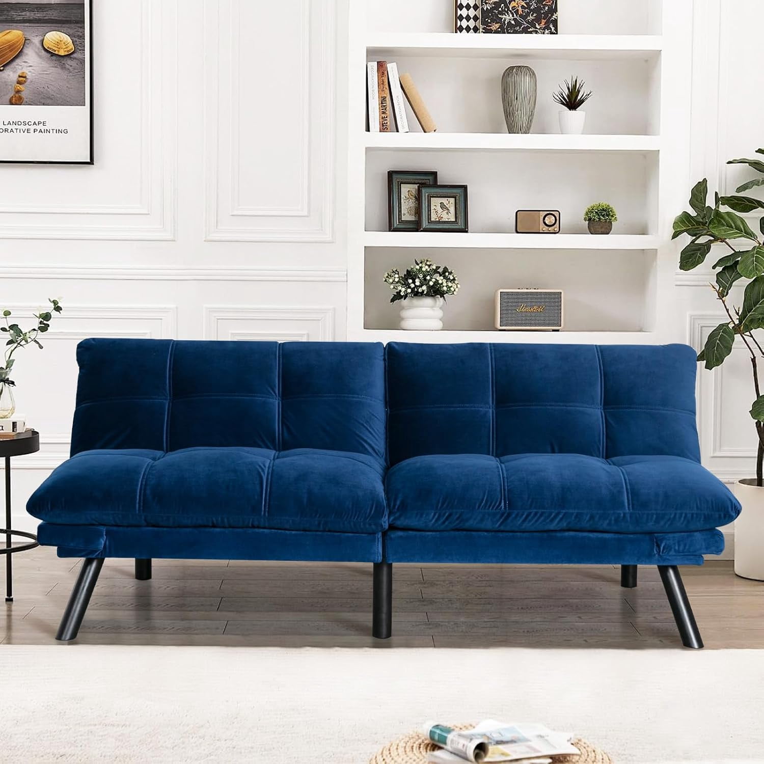 DXYKOPA 67\u201D Velvet Futon Sofa Bed Convertible Small Upholstered ...
