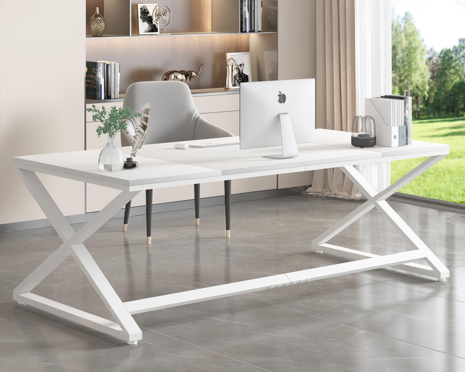 DXYKOPA 70.8" Long Large Computer for Work Wood Metal Computer for ...