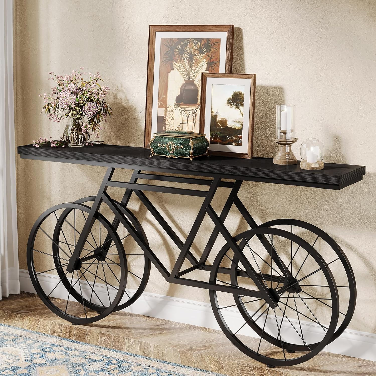 DXYKOPA 70.9-Inch Extra Long Console Narrow Sofa with Bicycle Metal ...