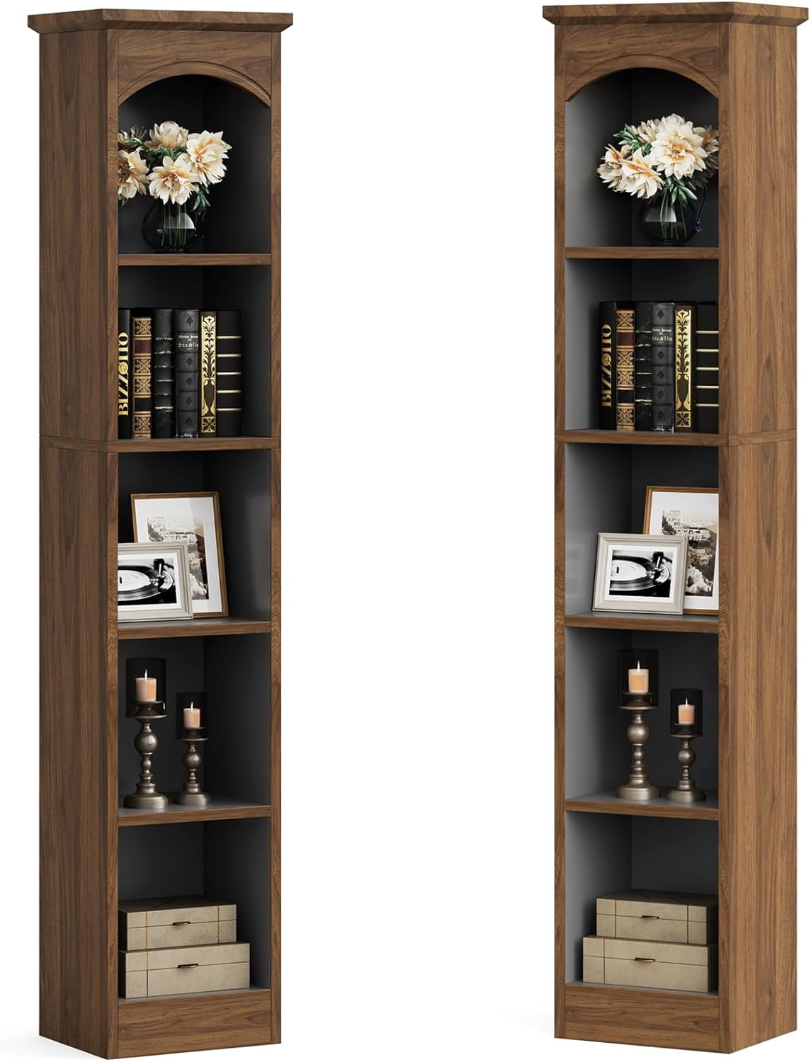 DXYKOPA 70.9-Inch Tall Narrow Bookcase 5-Tier Cube Bookshelf with ...